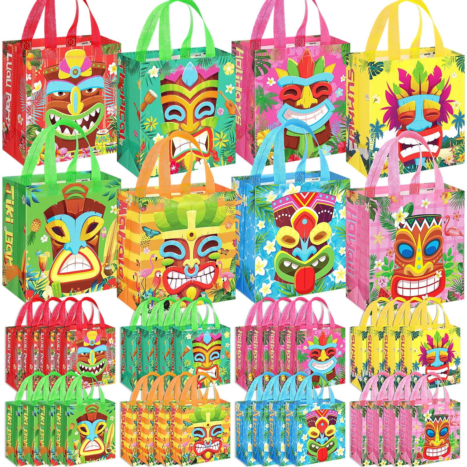 Riakrum 32 Pcs PriNst Hawaiian Luau Gift Bags Large, Reusable Non Woven ...