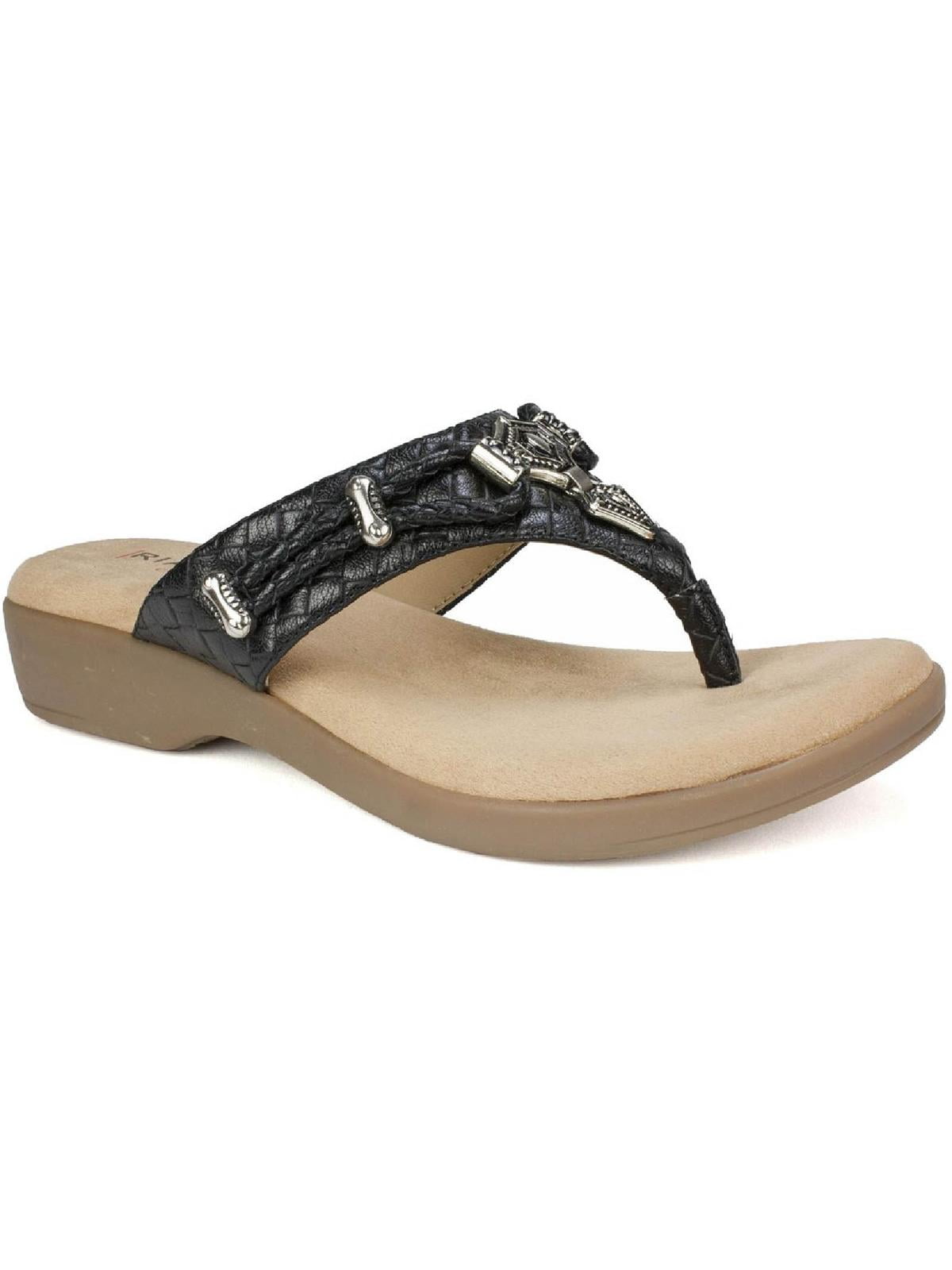 Rialto Womens Bailee Woven Thong Wedge Sandals - Walmart.com