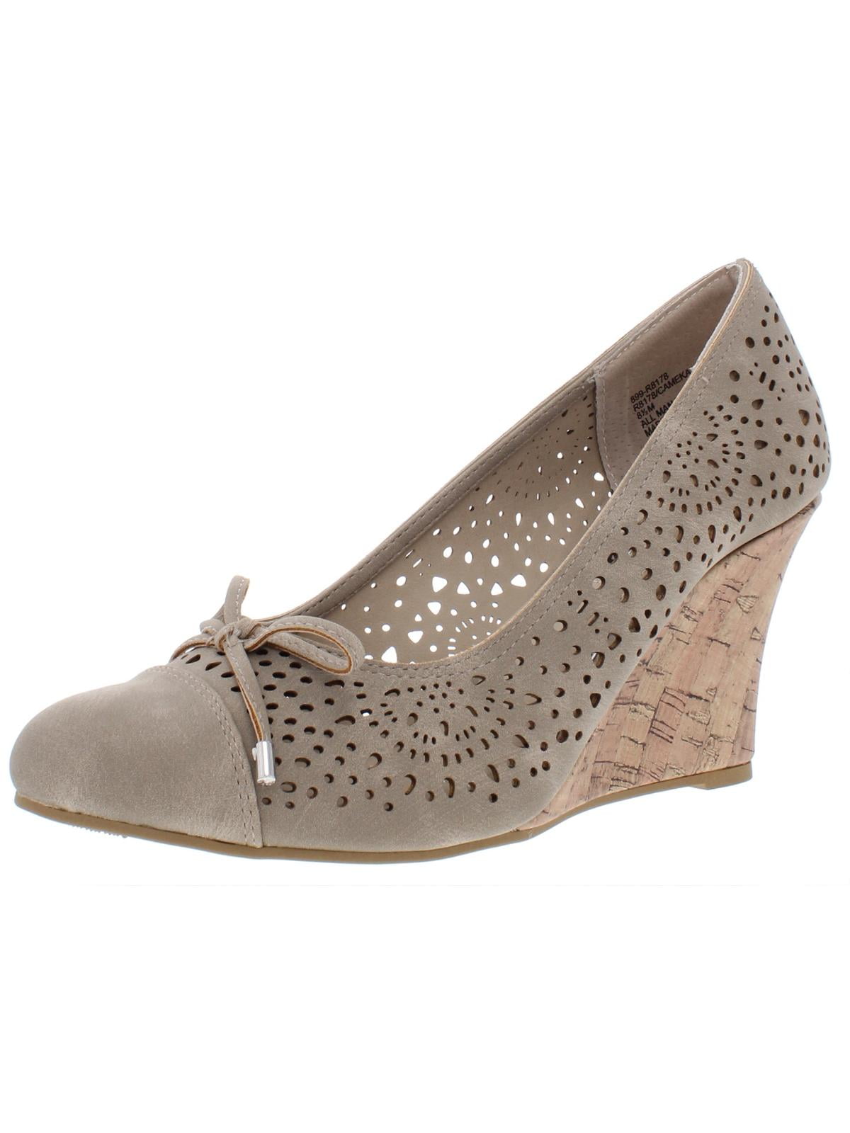 Rialto Womens Cameka Dress Toe-Cap Wedges - Walmart.com