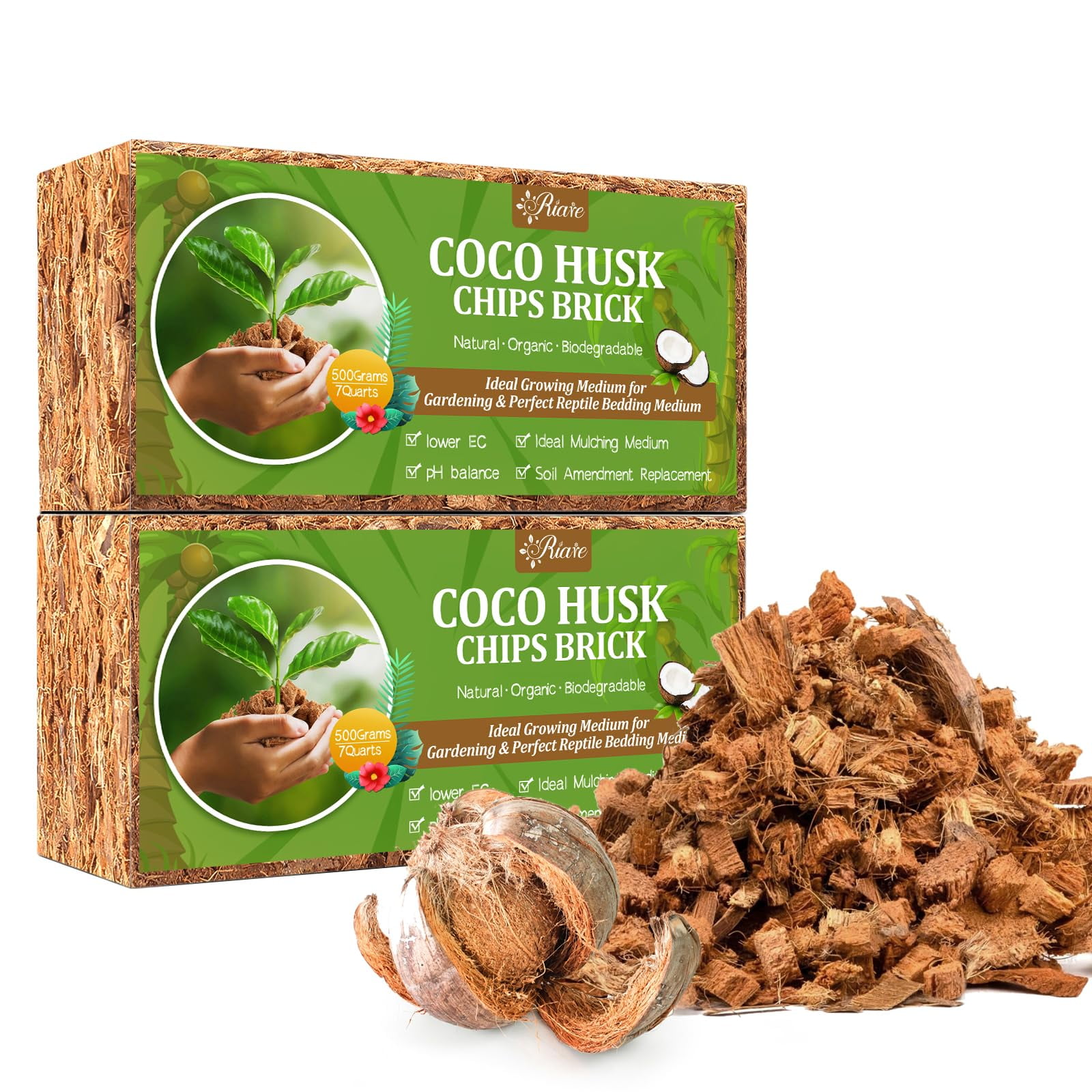 Riare 2 Pack Coco Chips Substrate for Plants- 100% Organic Coconut Husk ...