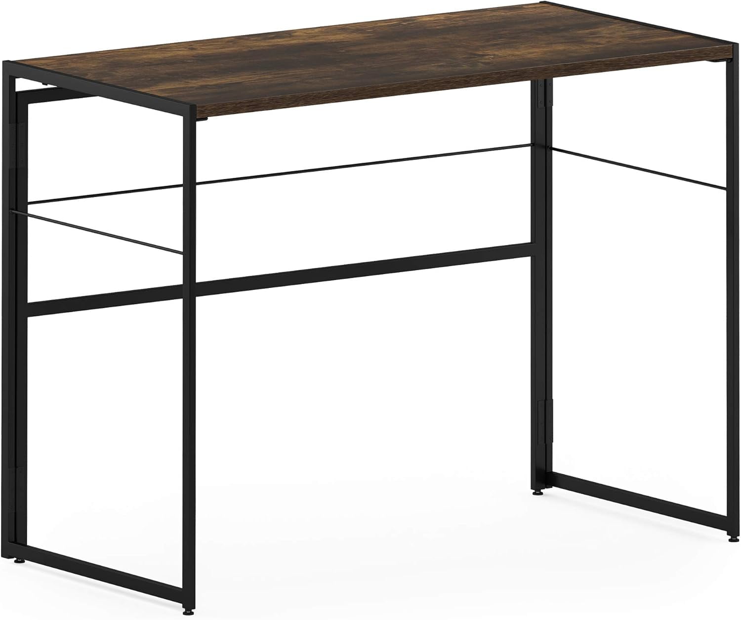 Riau No Tool/No Assembly/Folding Metal Frame Computer Desk, Rustic Oak ...