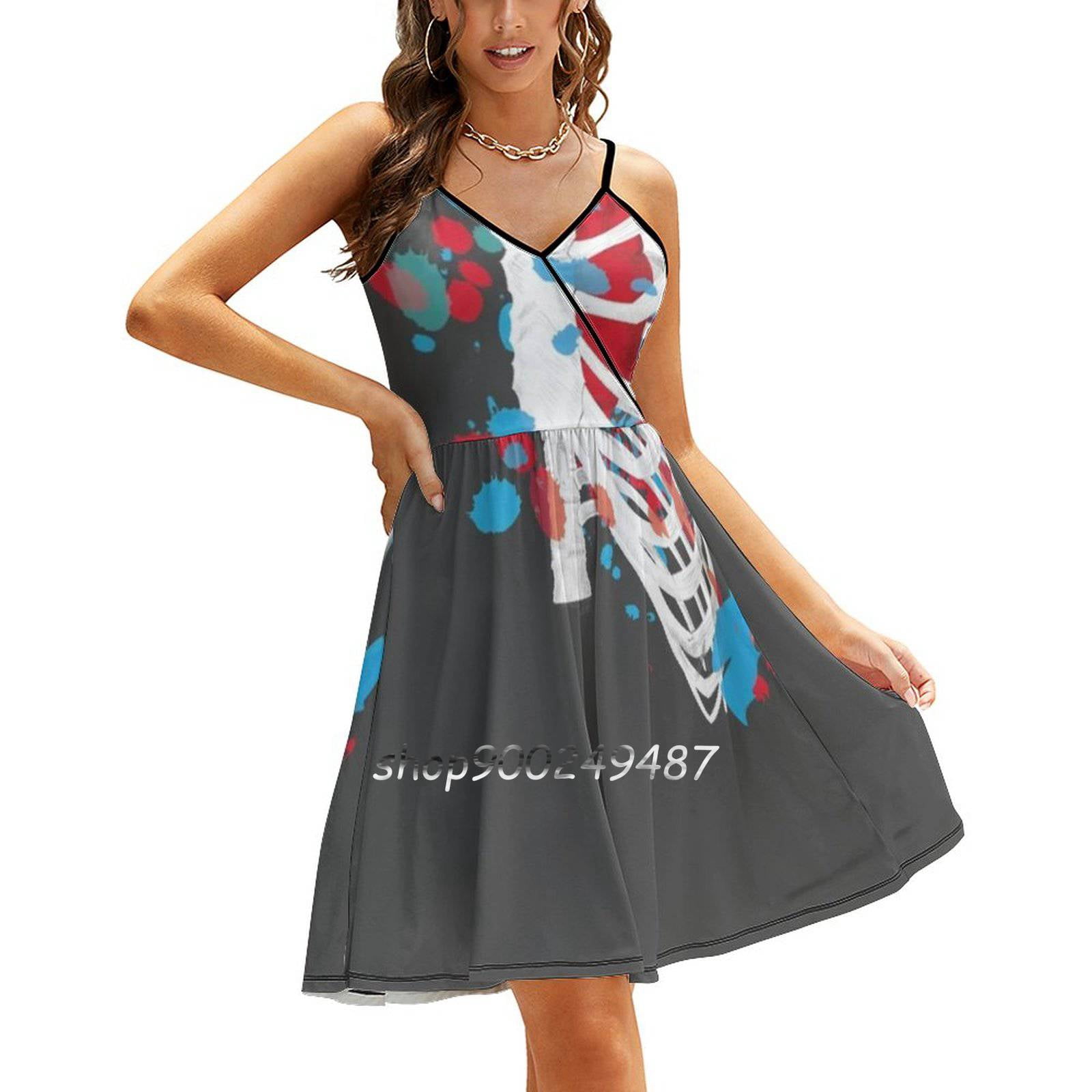 Rib Cage Square Neck Dress Sweet Summer Dress Women Elegant Halter ...