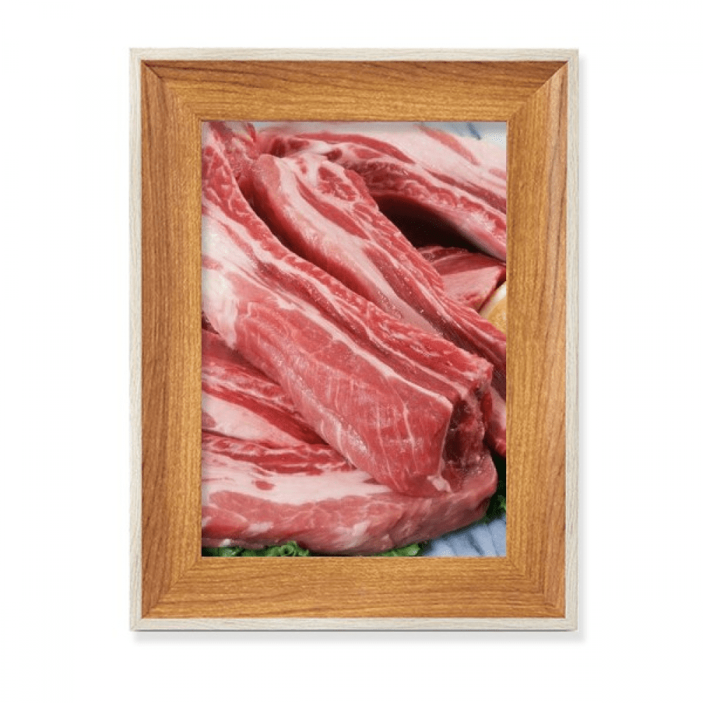 Rib Chop Raw Meat Food Texture Desktop Wooden Photo Frame Display ...