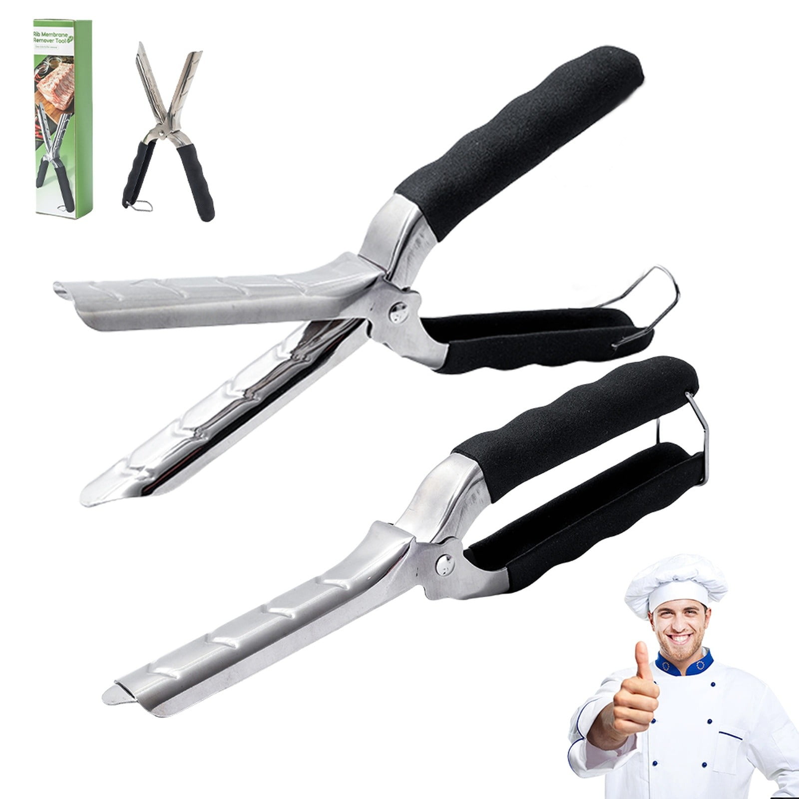 Rib Membrane Removal Tool – Stainless Steel BBQ Rib Skinner with Curved ...