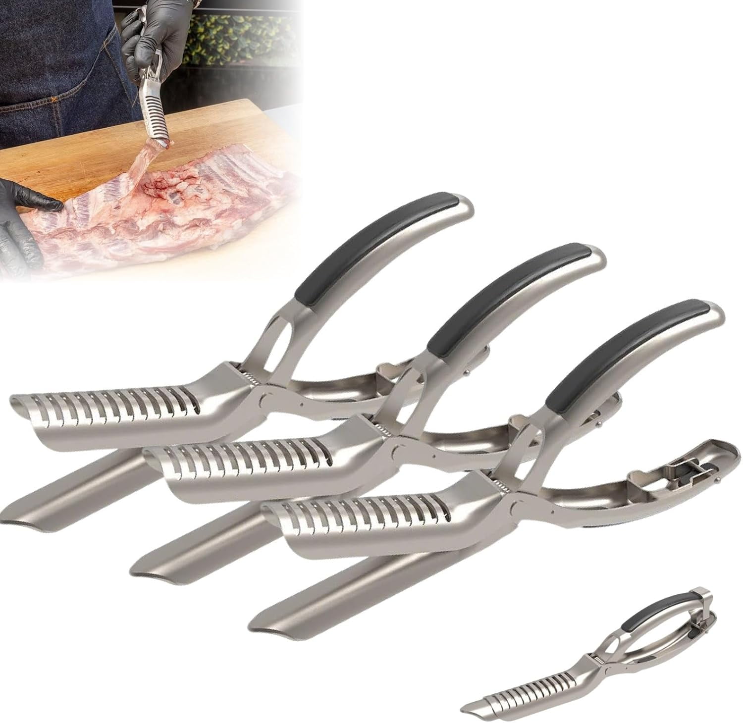 Rib Prep Tool Pro, BBQ Rib Skinner, Stainless Steel Rib Membrane ...