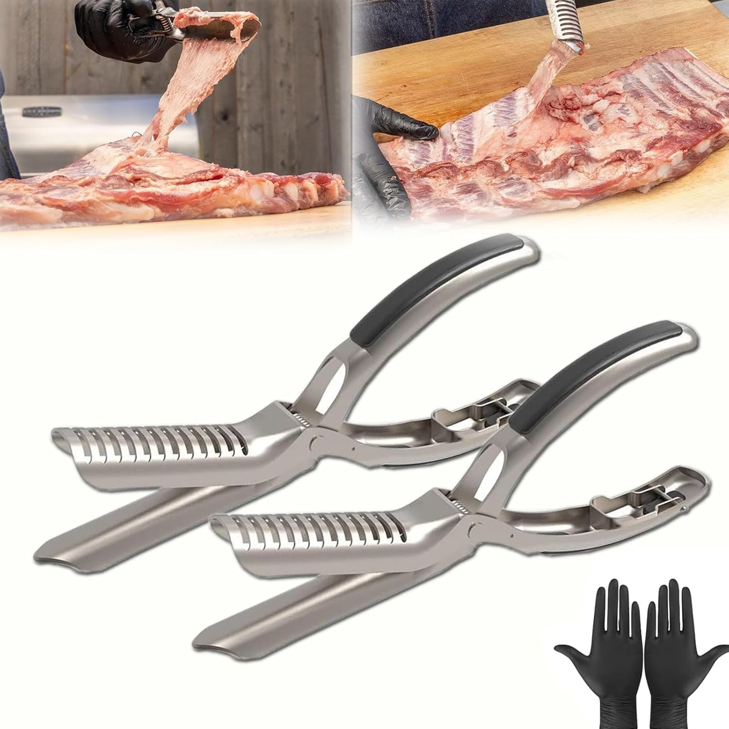 Rib Prep Tool, Rib Membrane Remover Stainless Steel Tool Kit, BBQ Rib ...