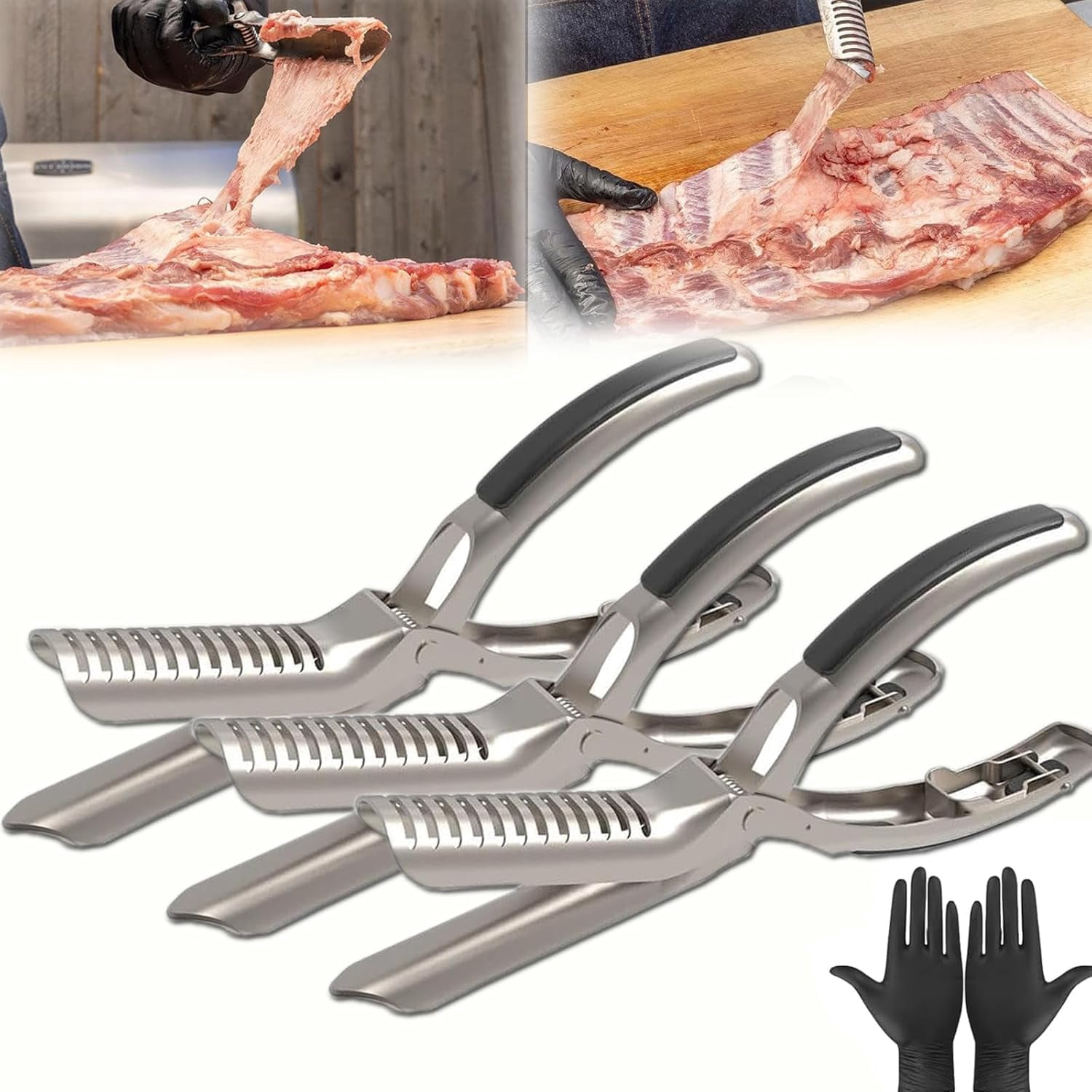Rib Prep Tool, Rib Membrane Remover Stainless Steel Tool Kit, BBQ Rib ...