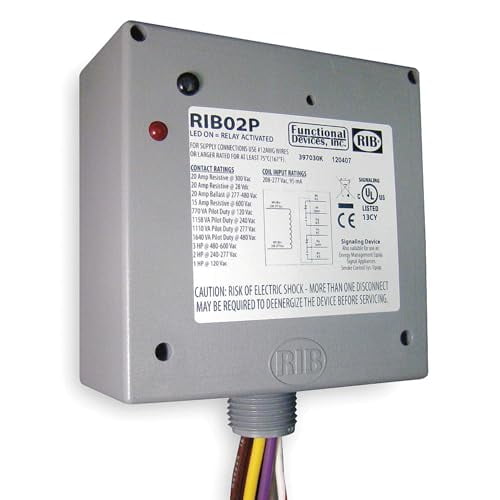 Rib RIB02P Power Control Enclosed Relay with Coil, 20 A, DPDT Contact ...