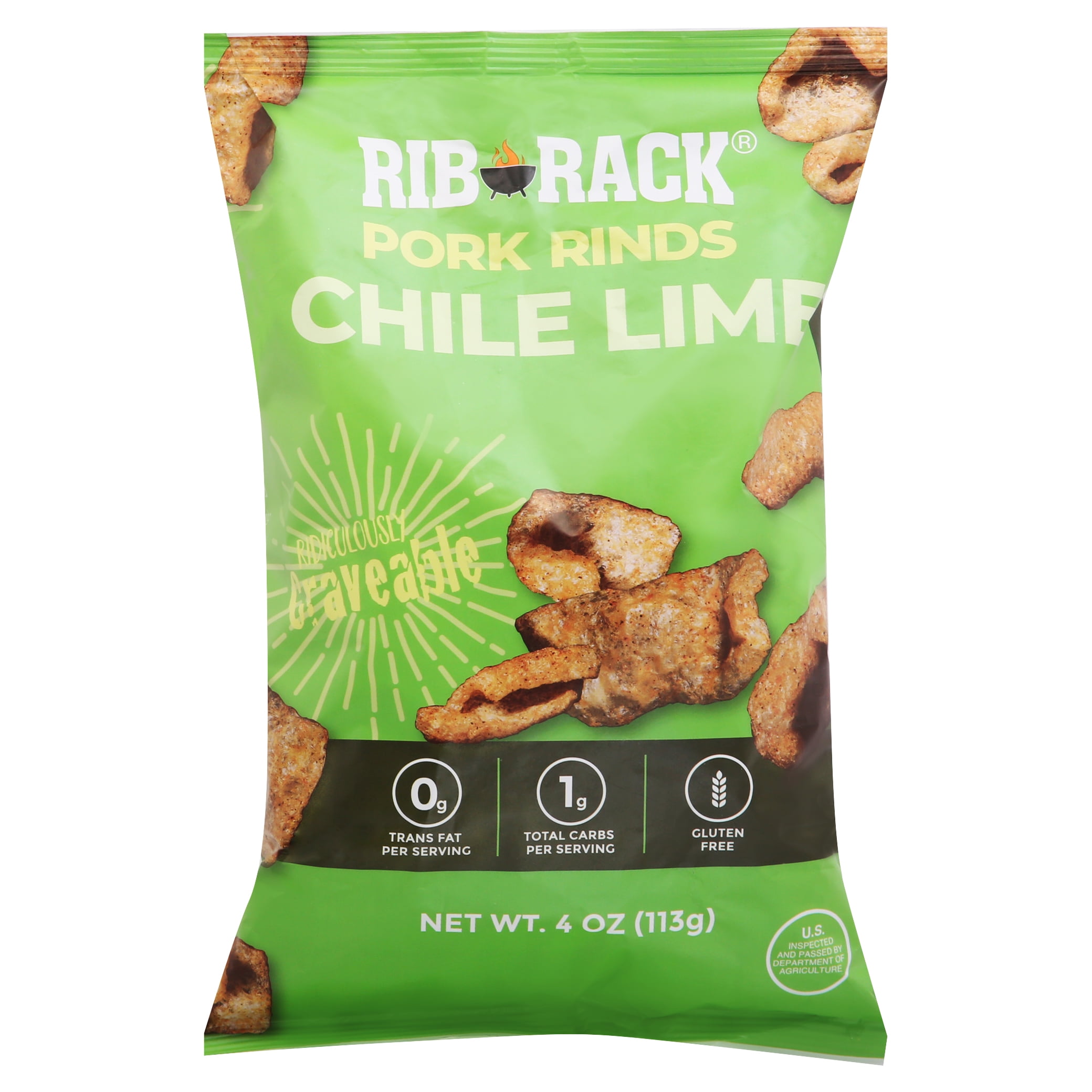 Rib Rack Pork Rinds Chile Lime 4 oz (Pack Of 12) - Walmart.com