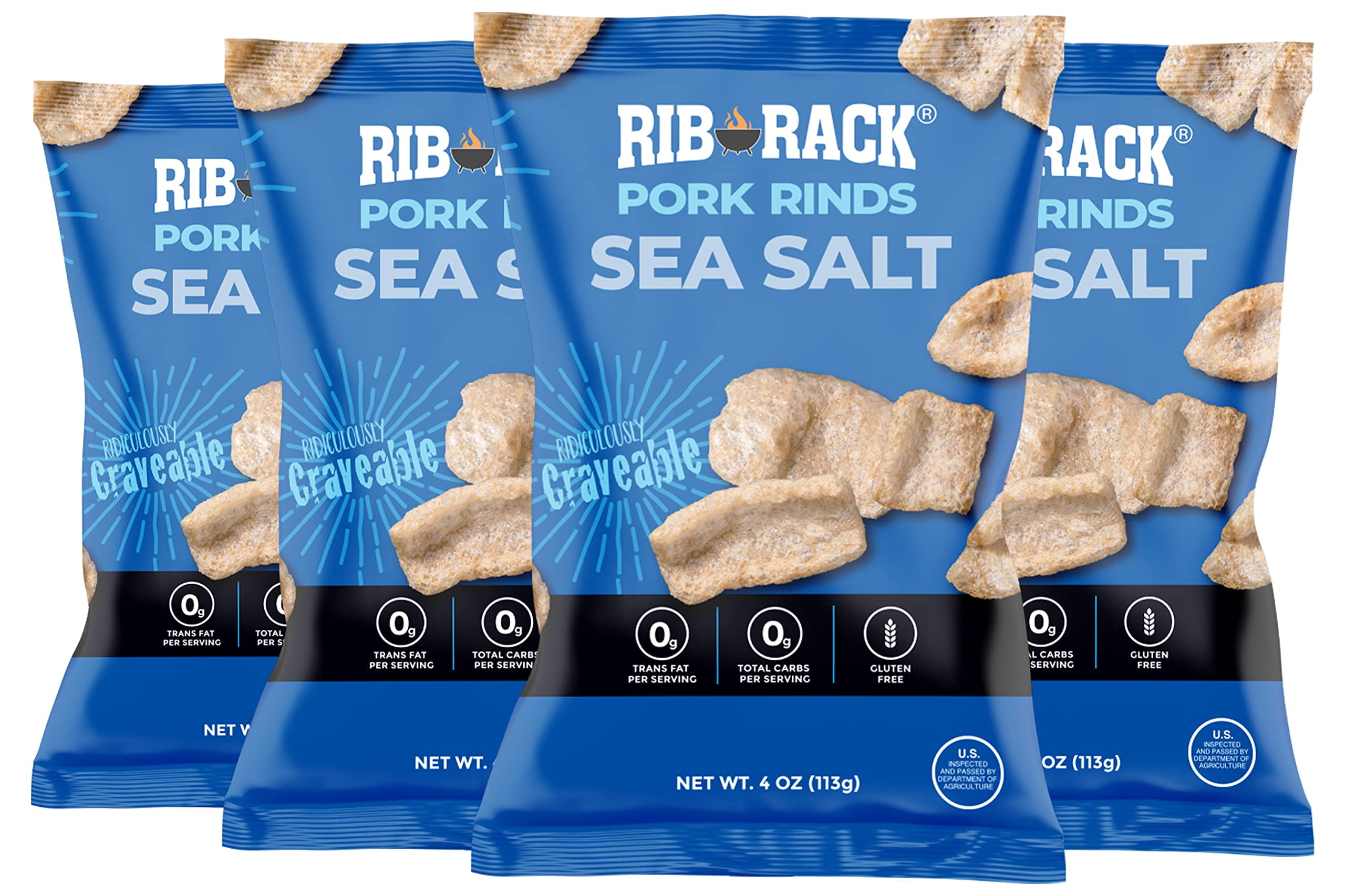 Rib Rack Pork Rinds, Sea MDA05 Salt - 4 x 4 oz - Walmart.com