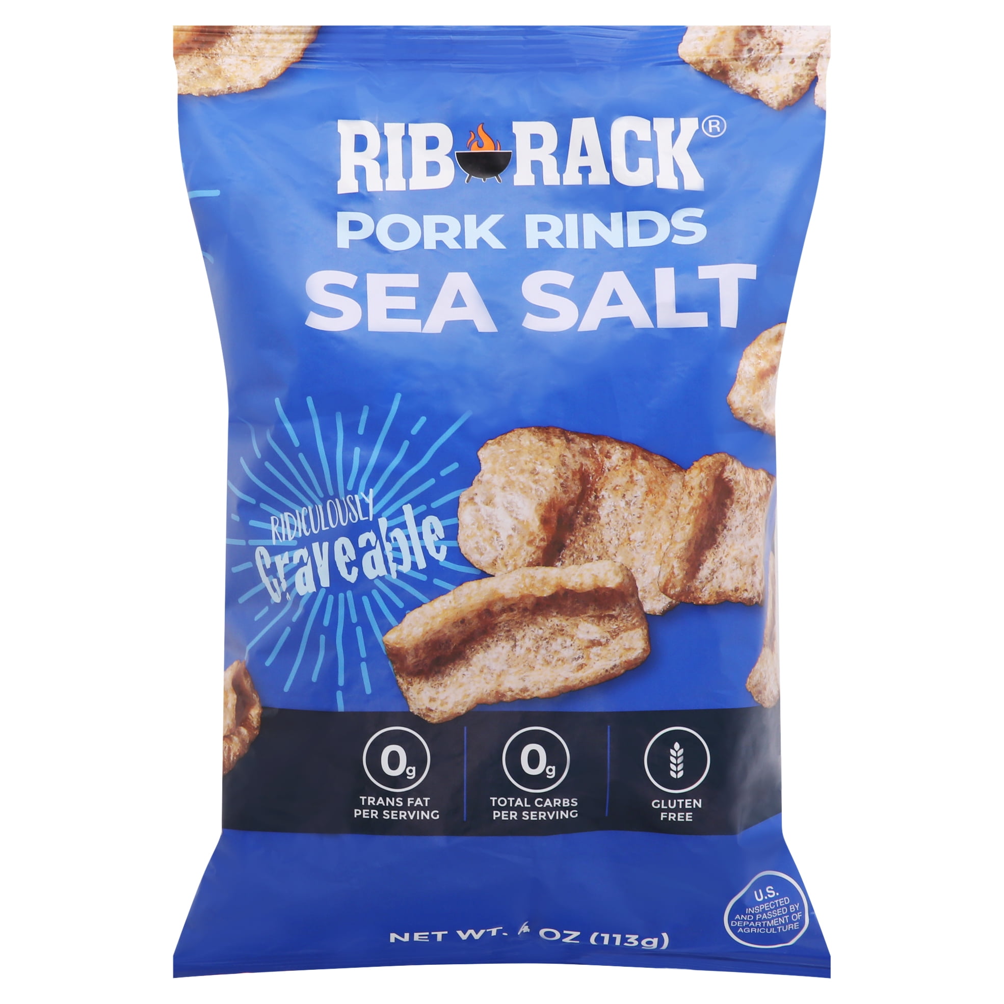Rib Rack Pork Rinds Sea Salt 4 oz (Pack Of 12) - Walmart.com