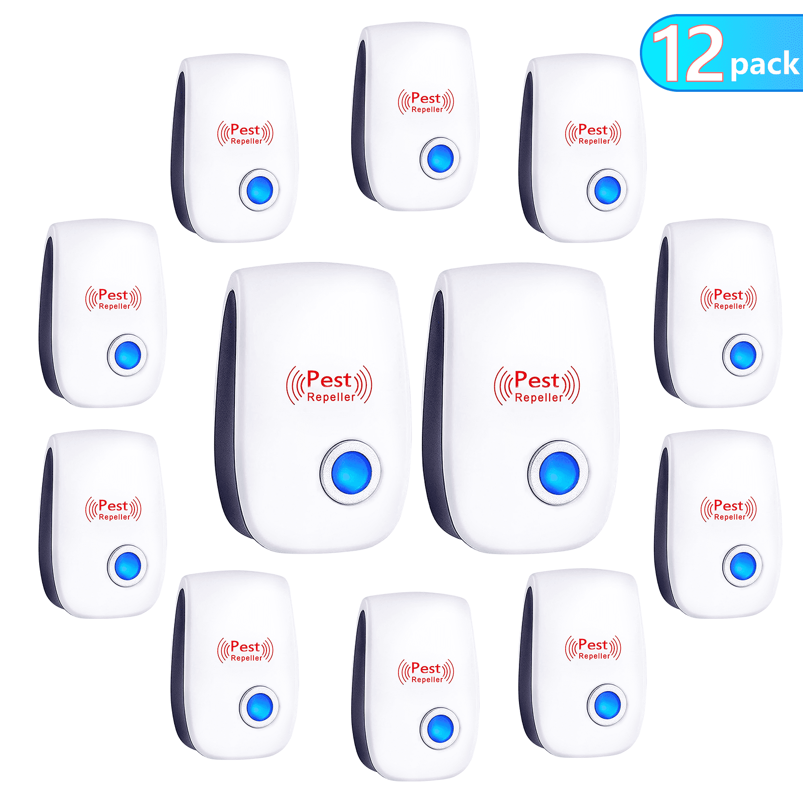 RibRave Ultrasonic Pest Repeller 12 Packs,Indoor Mosquito Repellent for ...