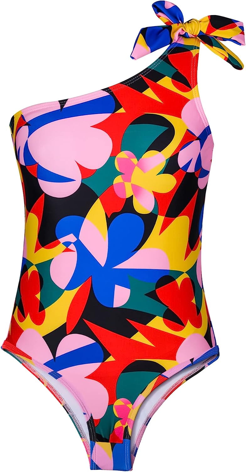 Ribabz Girls Swimsuit, Toddler Swimsuit One Shoulder One Piece Swimwear ...