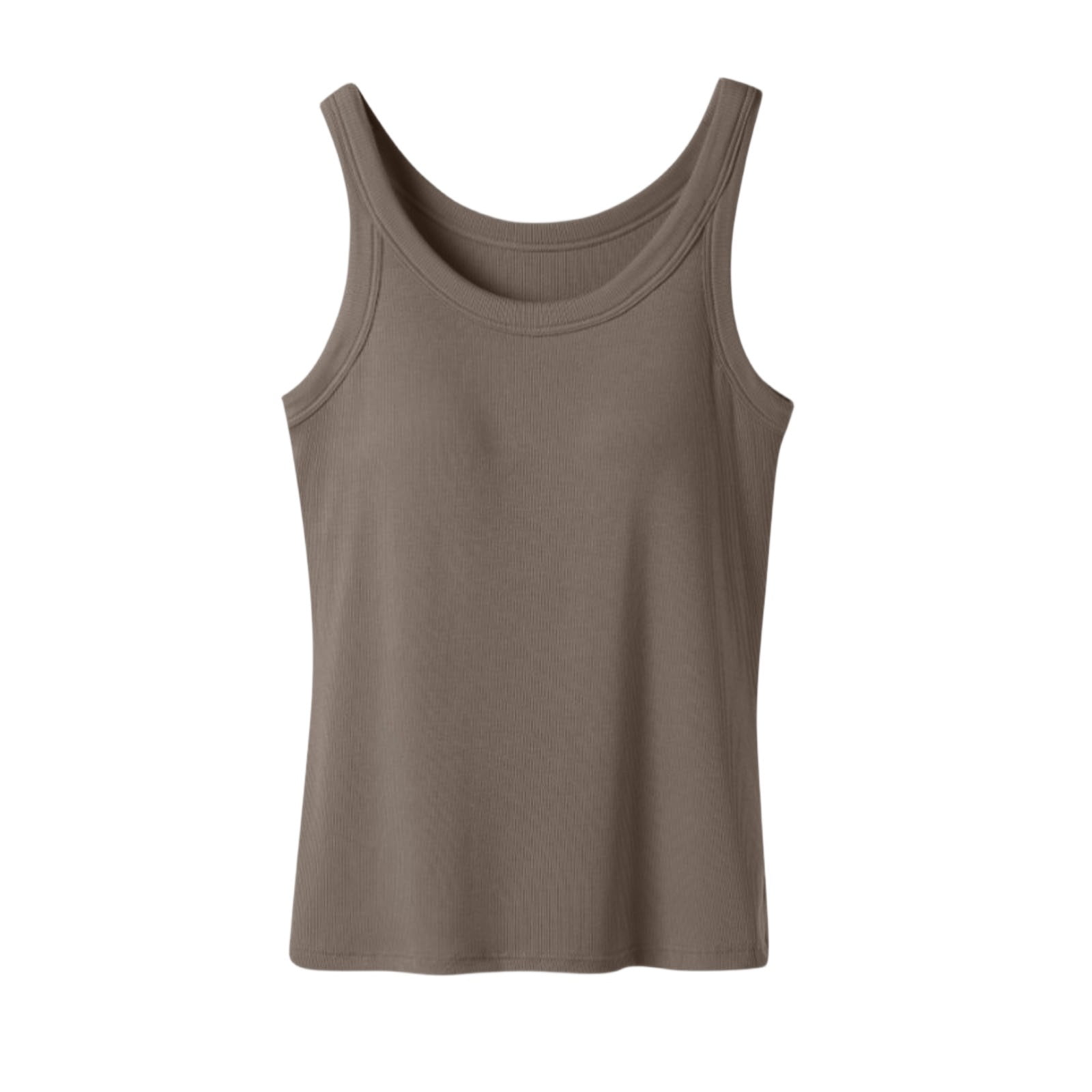 Ribbed Cotton Tank Top with Built in Bra for Women Shelf Bra Camisole ...