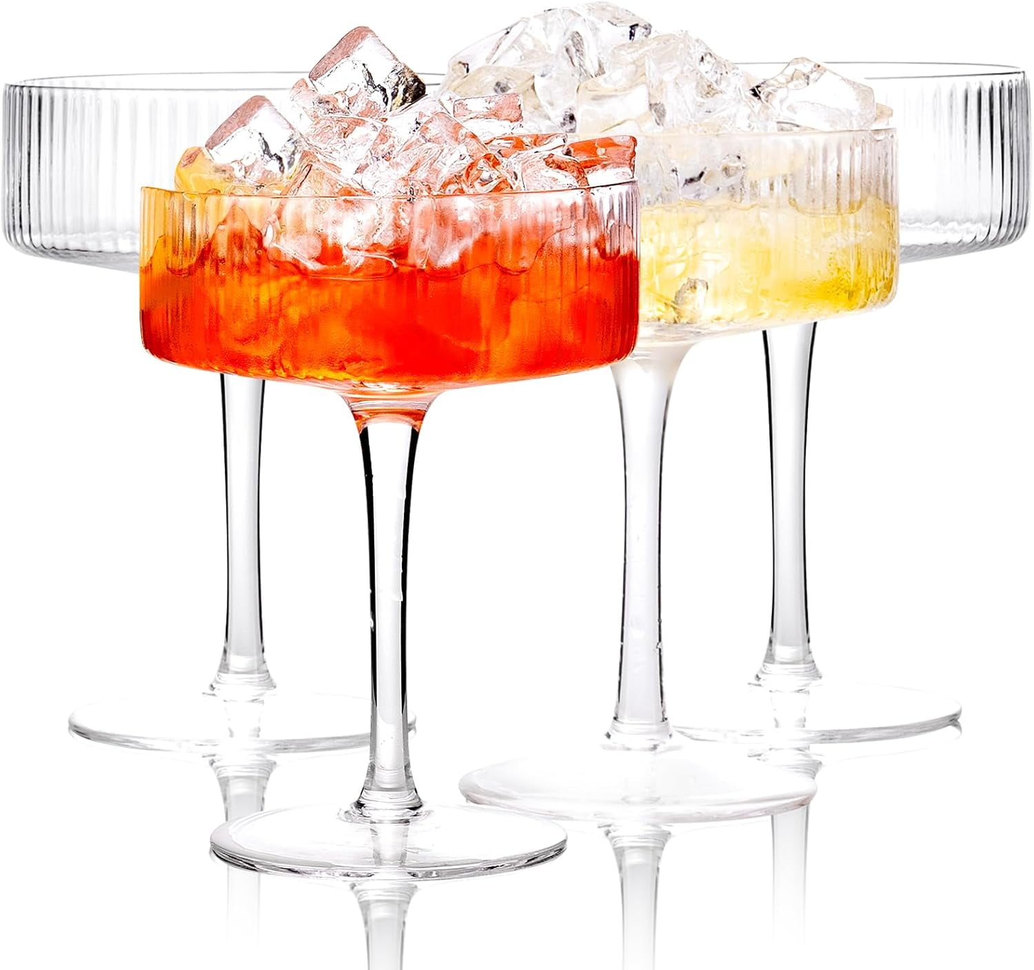 Ribbed Coupe Glasses set of 4 - Vintage Cocktail Coupe Glasses - 10 oz ...
