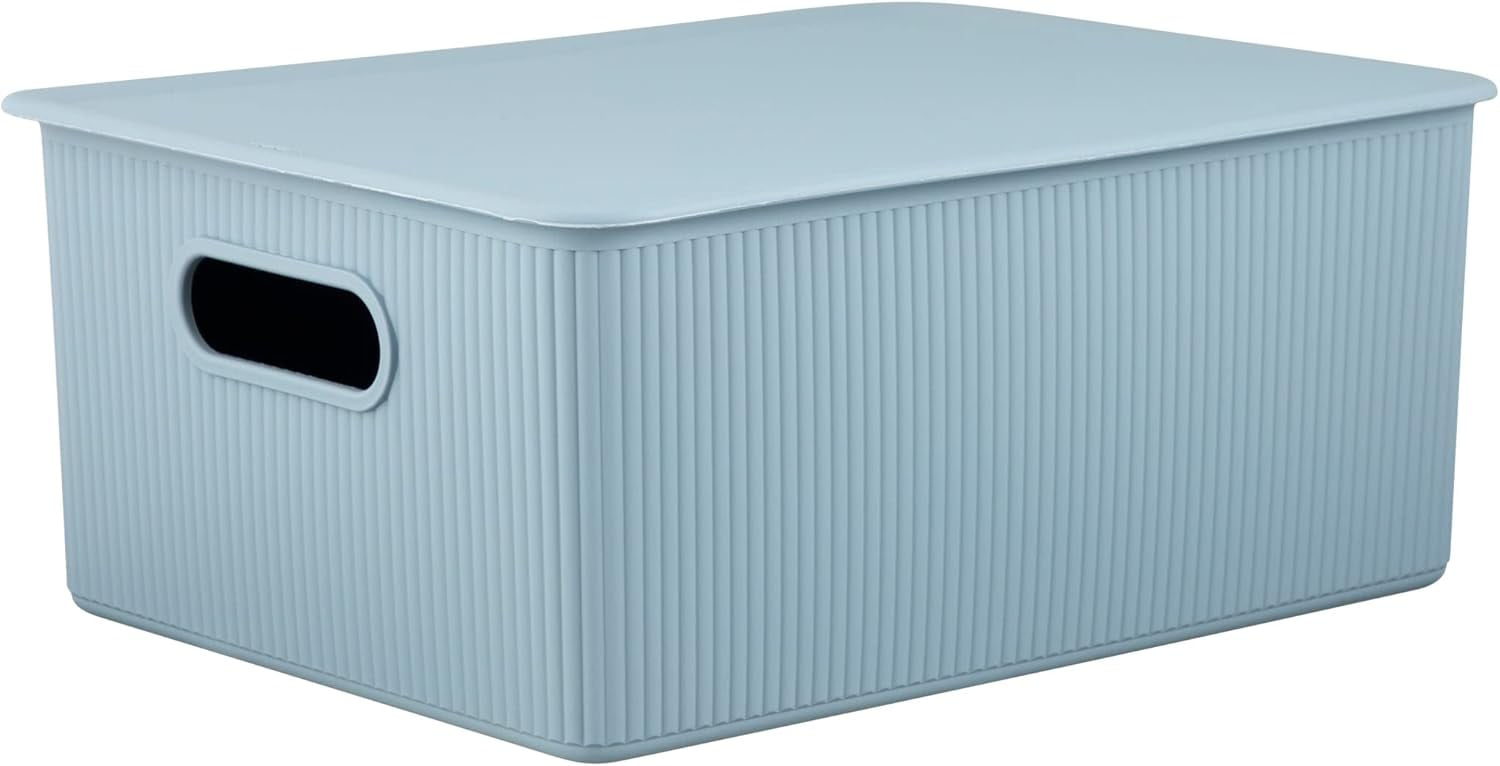 Ribbed Design - Decorative Plastic Storage Bins for Home Organization ...