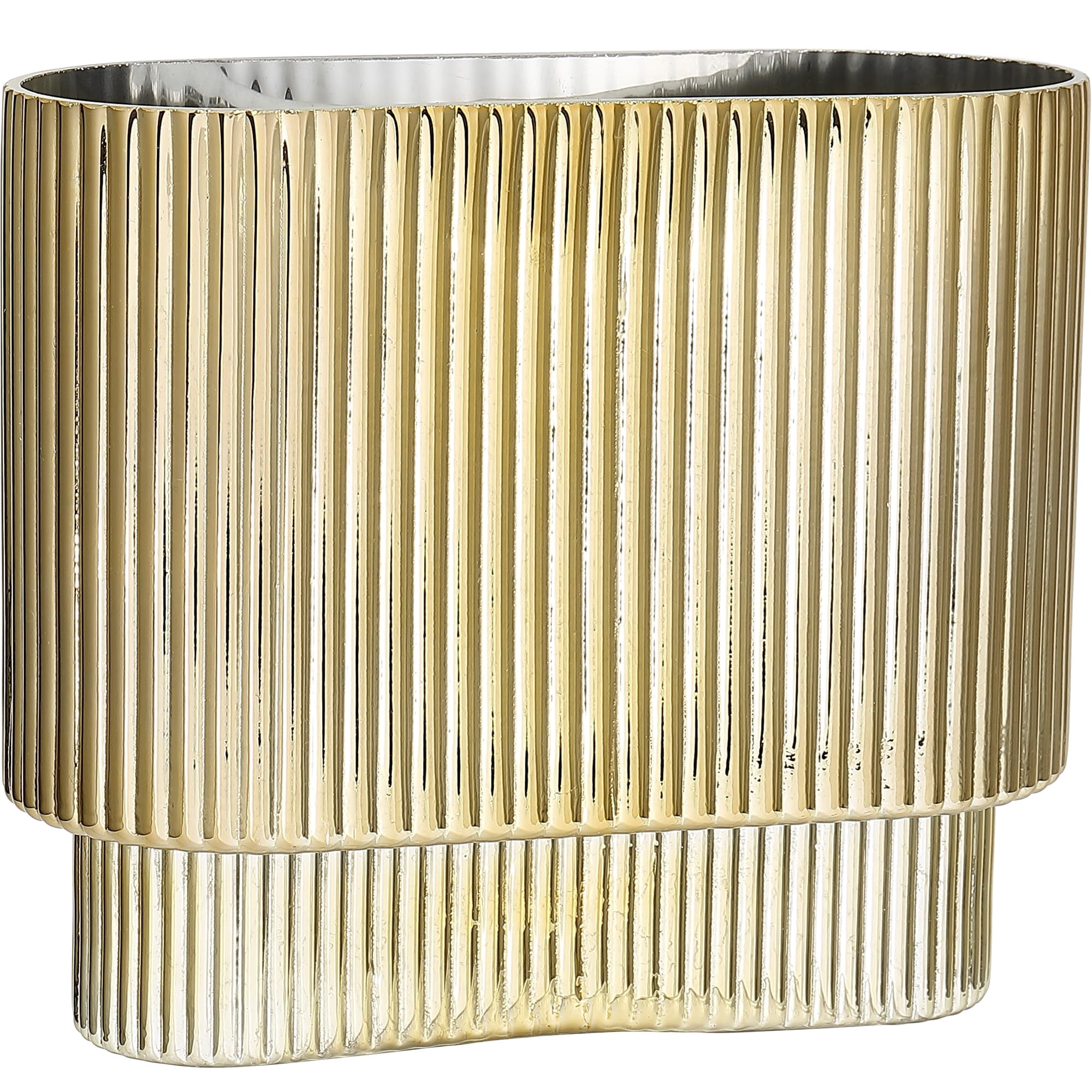 Ribbed Fluted Glass Vase for Flowers 7 Inch Clear Modern Flower Vase ...