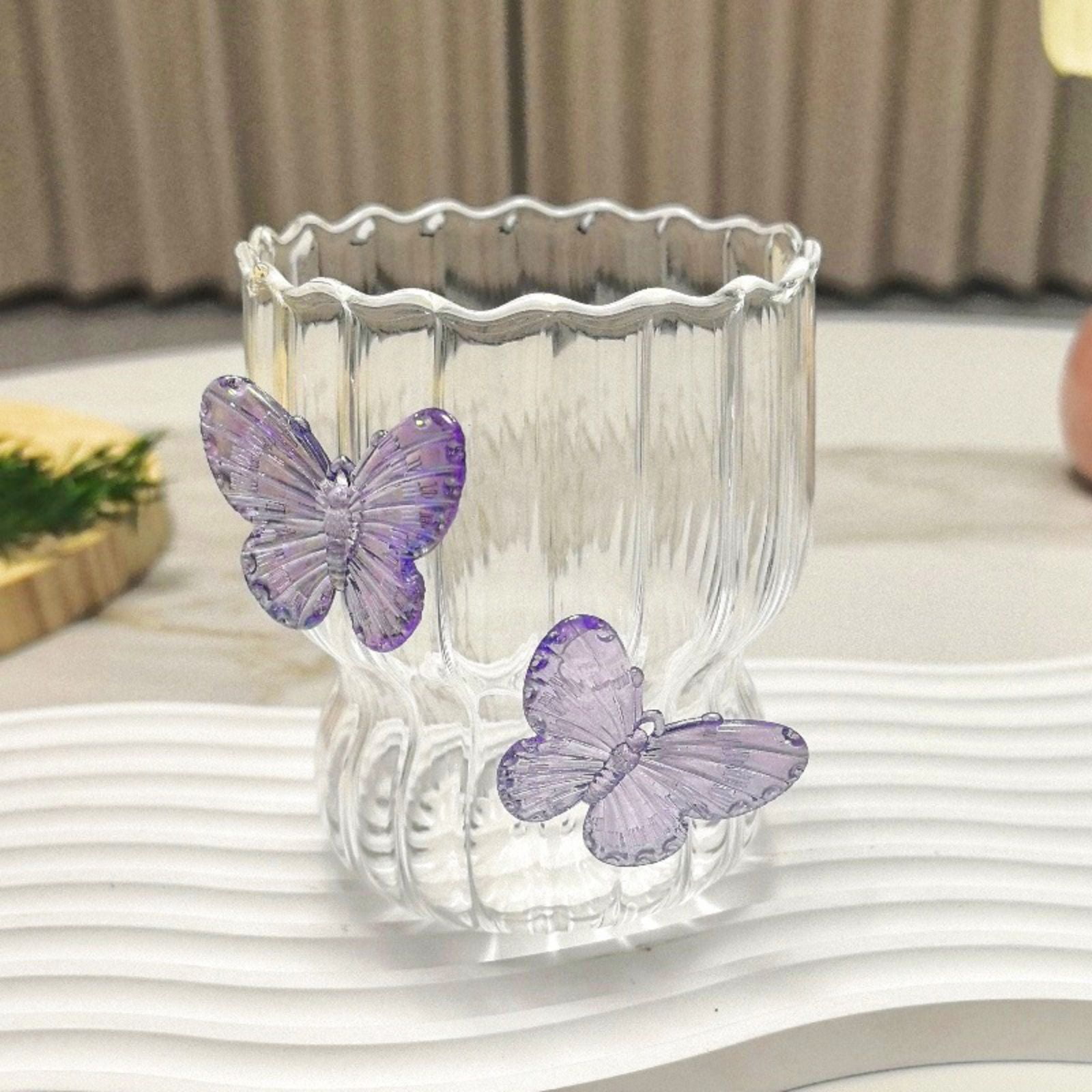 Ribbed Glass Cups, Vintage Drinking Glassware with Bow, Bubble Cups for ...