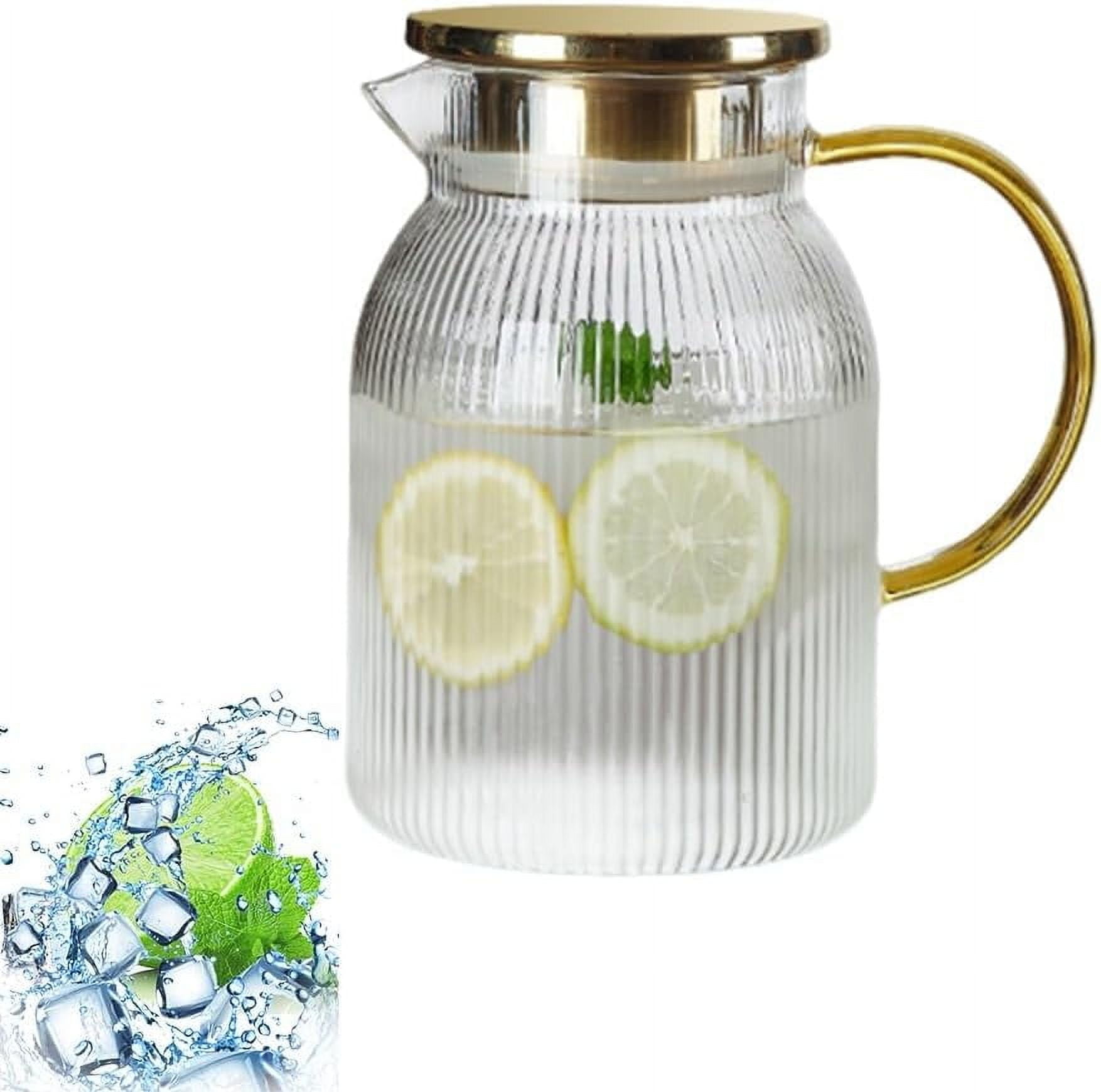 Ribbed Glass Pitchers, Glass Ribbed Pitcher with Lid, Liter Classic ...