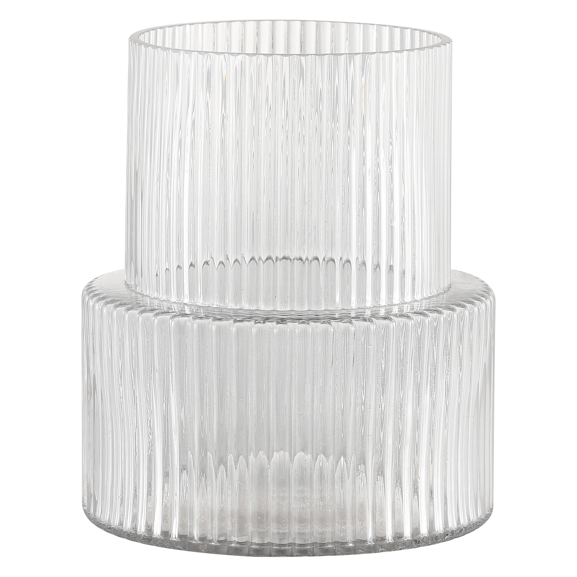 DecMode Modern Style Round Textured Metallic Silver Smoked Glass Vase ...