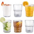 Ribbed Glassesware 14 Oz Ripple Drinking Glasses Iced Coffee Glasses ...