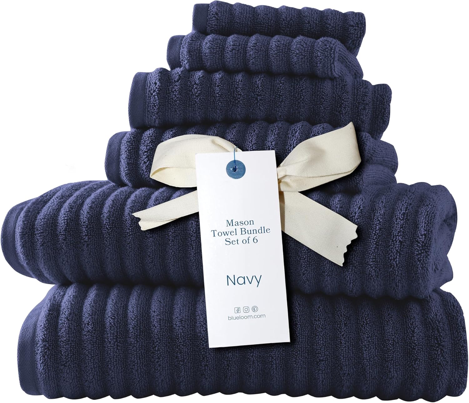 Ribbed Hand Towels Set, 100% Cotton 600GSM, Soft Absorbent Durable ...