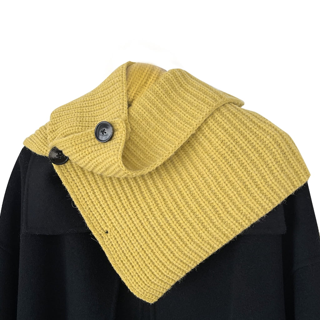 Ribbed Knit Turtleneck Dickey Faux Collar Side Buttons Solid Detachable ...