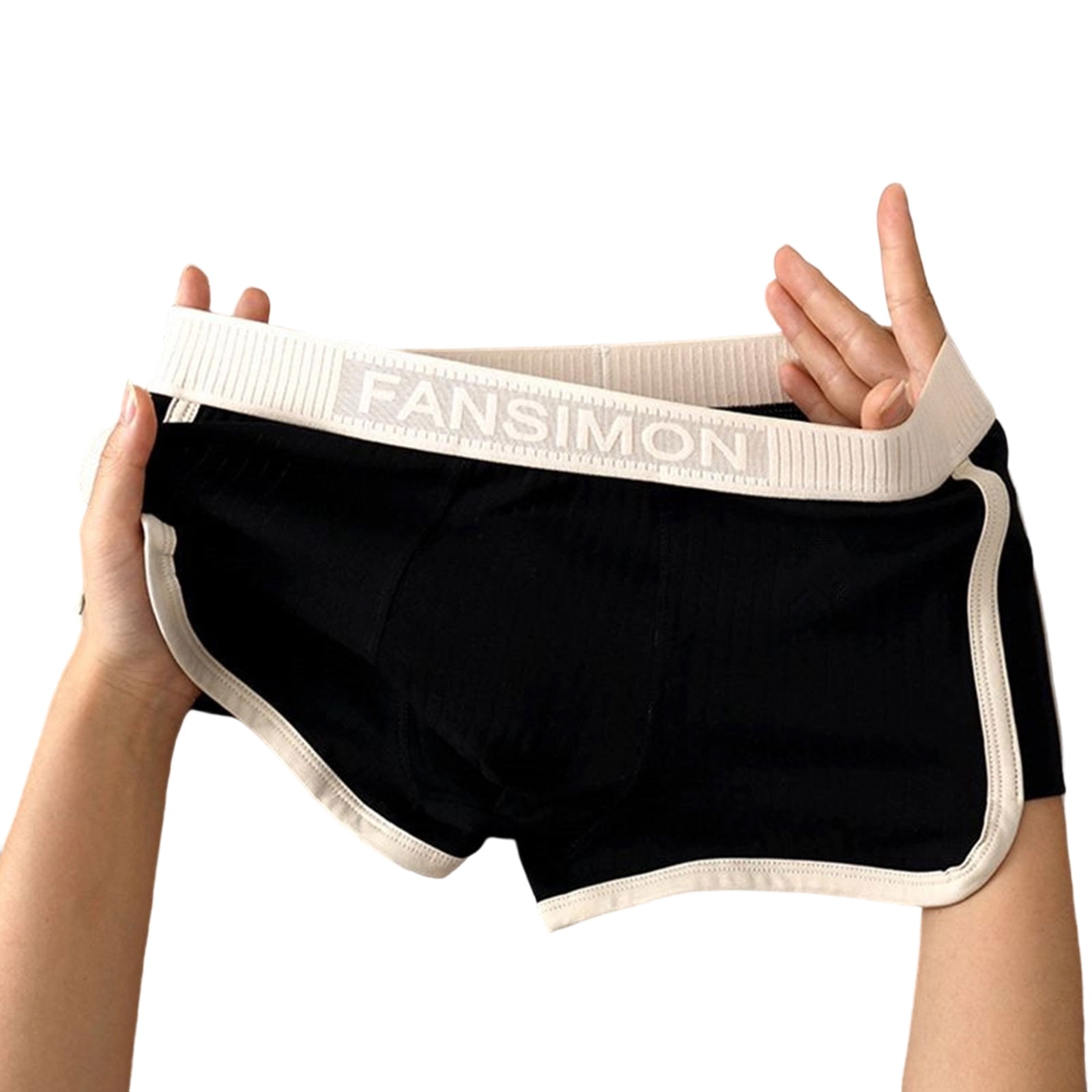 Ribbed Knitted Boxers Briefs Men's Underwear Flexible Waistband Comfort ...