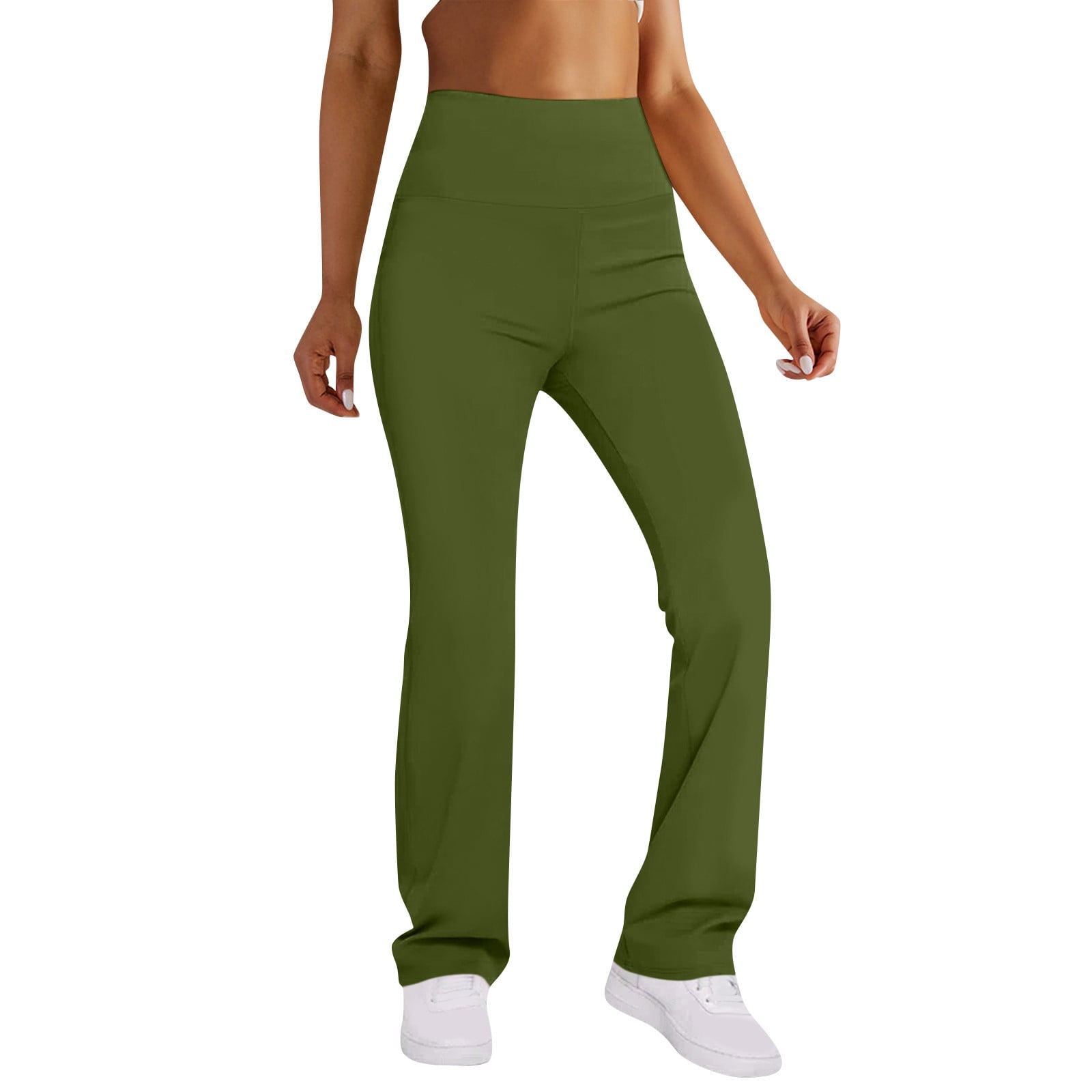 Ribbed Leggings Women Flares Boot Cut Bell Bottom Stretch High Waisted ...