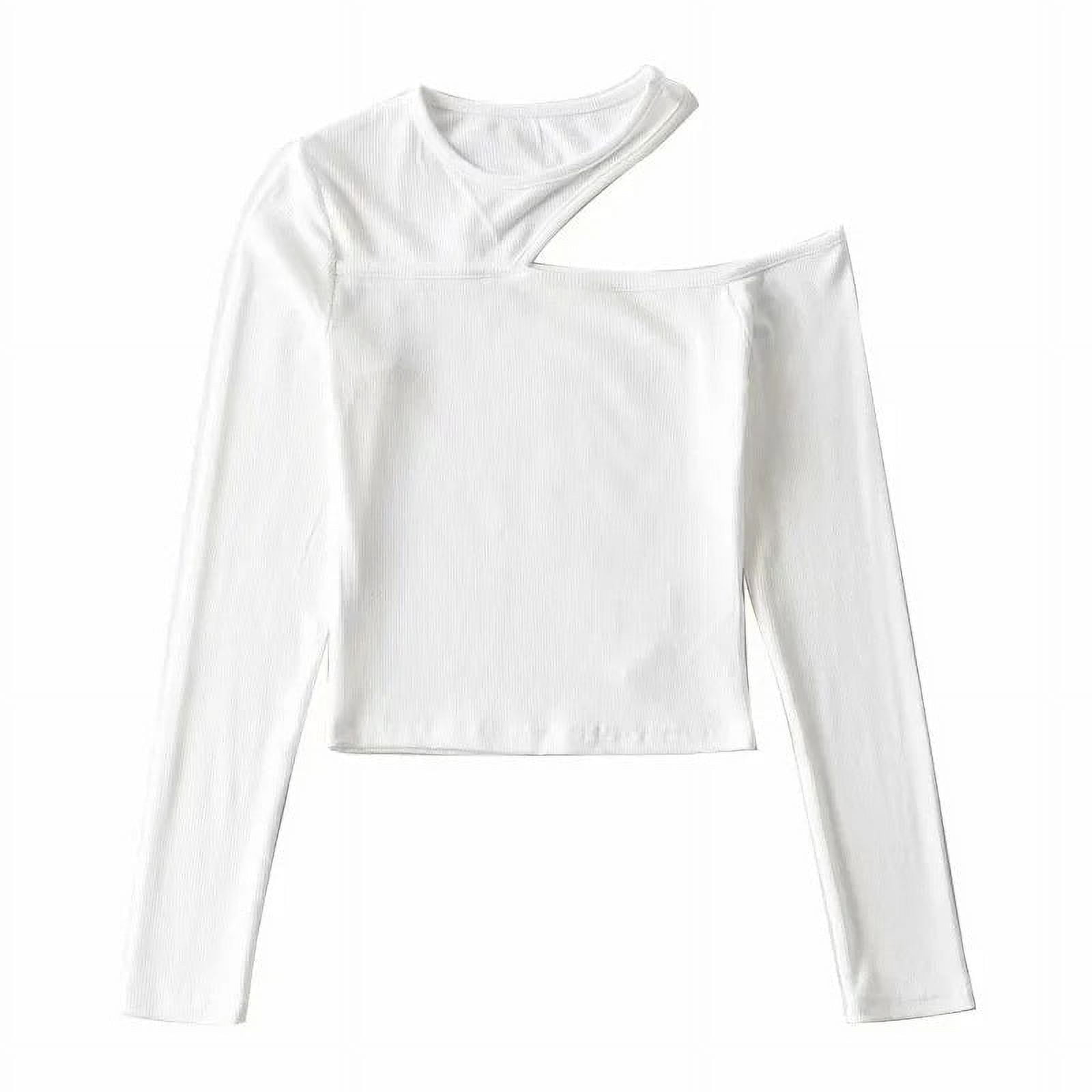 Ribbed Long Sleeve Cut Out Tee - Walmart.com