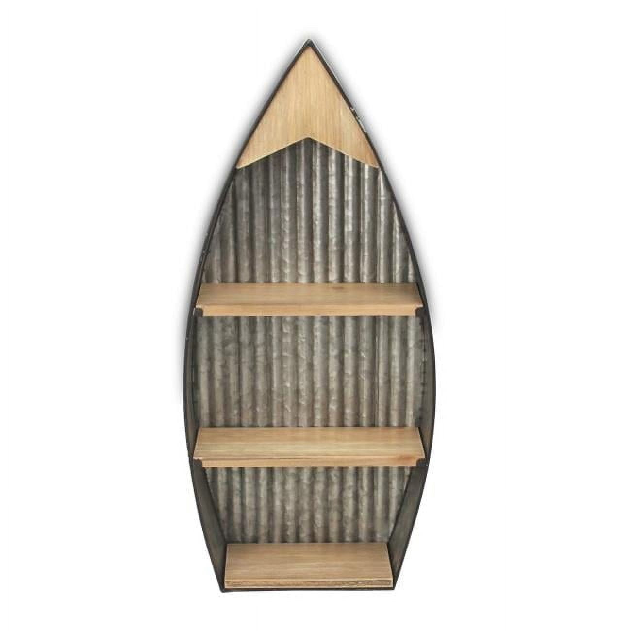 Ribbed Metal Wall Hanging Boat with Wood Shelves - Walmart.com
