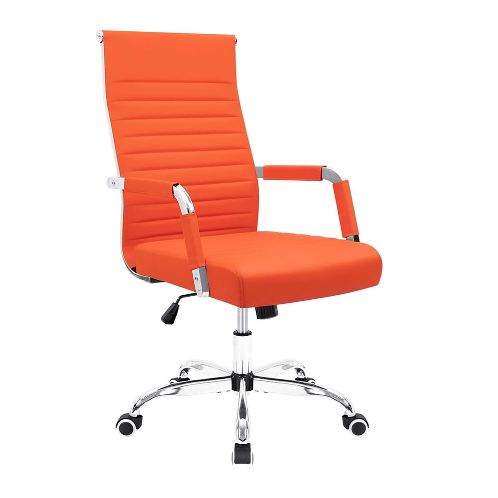 Ribbed Office Chair, Adjustable Swivel Chair,Mid-Back Leather Executive ...