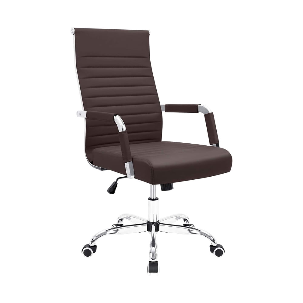 Ribbed Office Desk Chair, Adjustable Swivel Chair,Mid-Back Leather ...