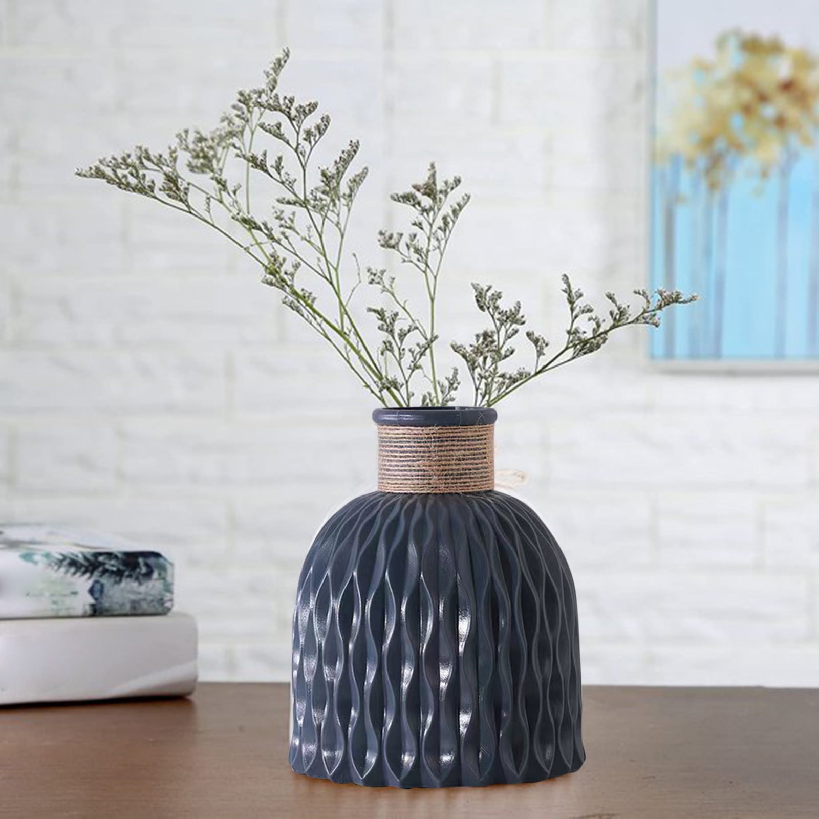 Ribbed Plastic Vase, Minimalist Matte Plastic Flower Vases Home ...