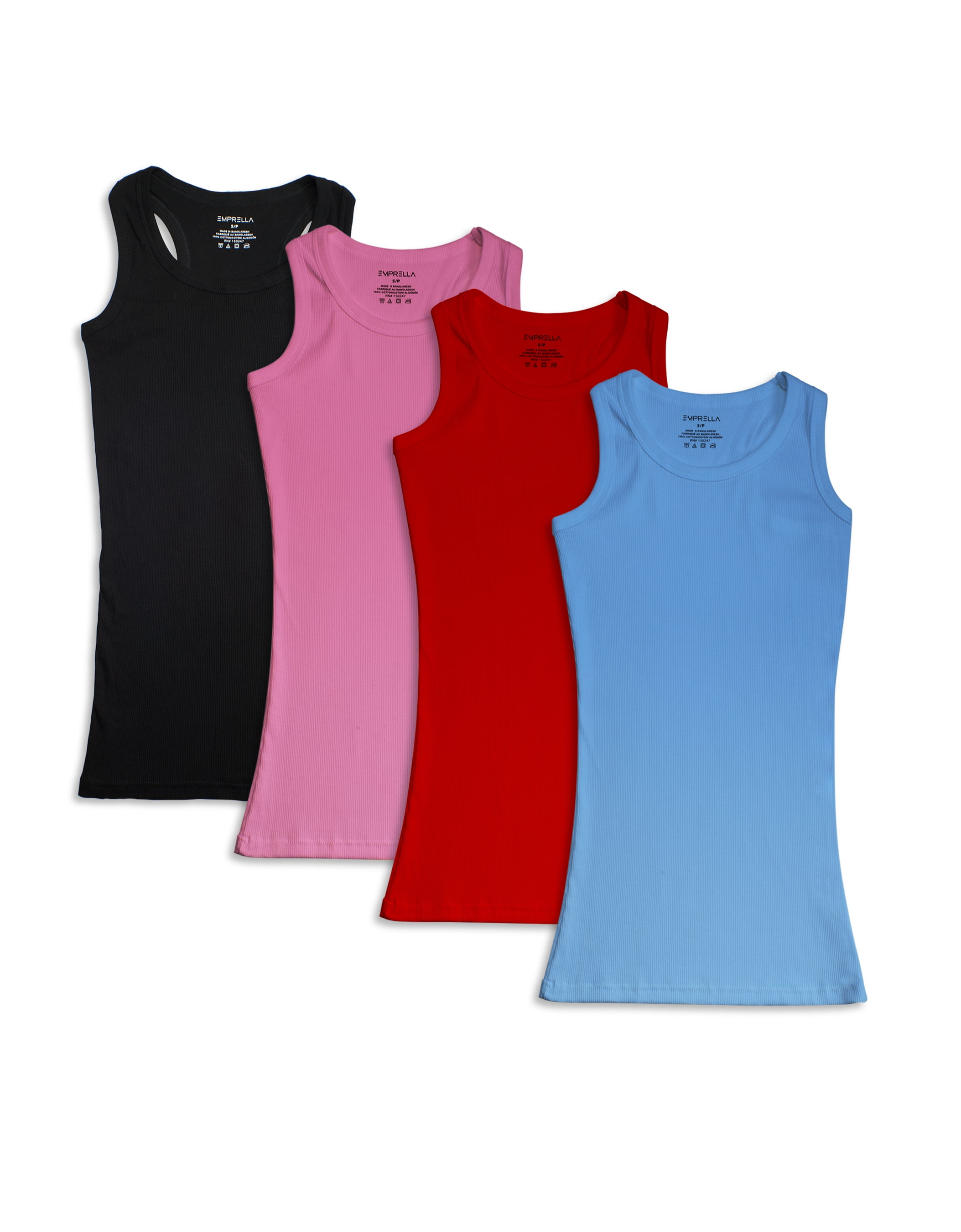 Ribbed Racerback Tank Tops Colorful 4-Pack - Walmart.com