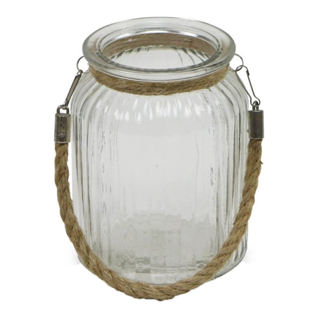Ribbed Round Jar With Rope Wrapped Neck - 4.25"X4.25"X5.75" - Walmart.com