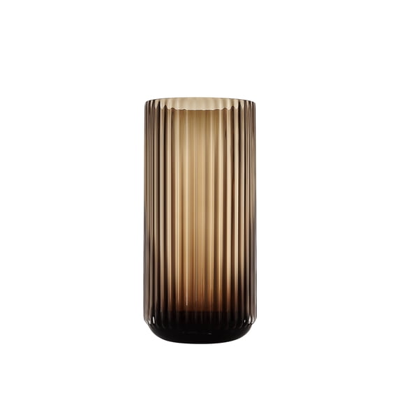 Ribbed Small Brown Glass Cylinder Vase for Dining Table & Wedding Decor ...