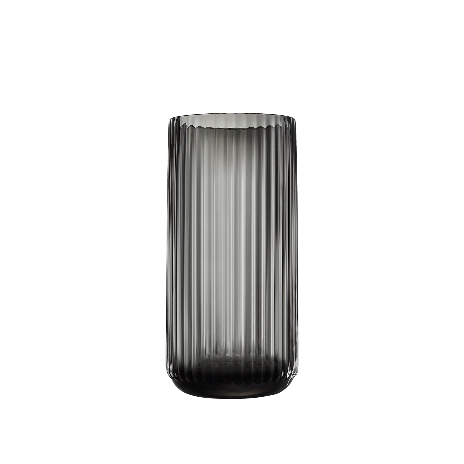 Rmoilve Ribbed Small Grey Glass Flower Vase, Fluted Cylinder Design for ...