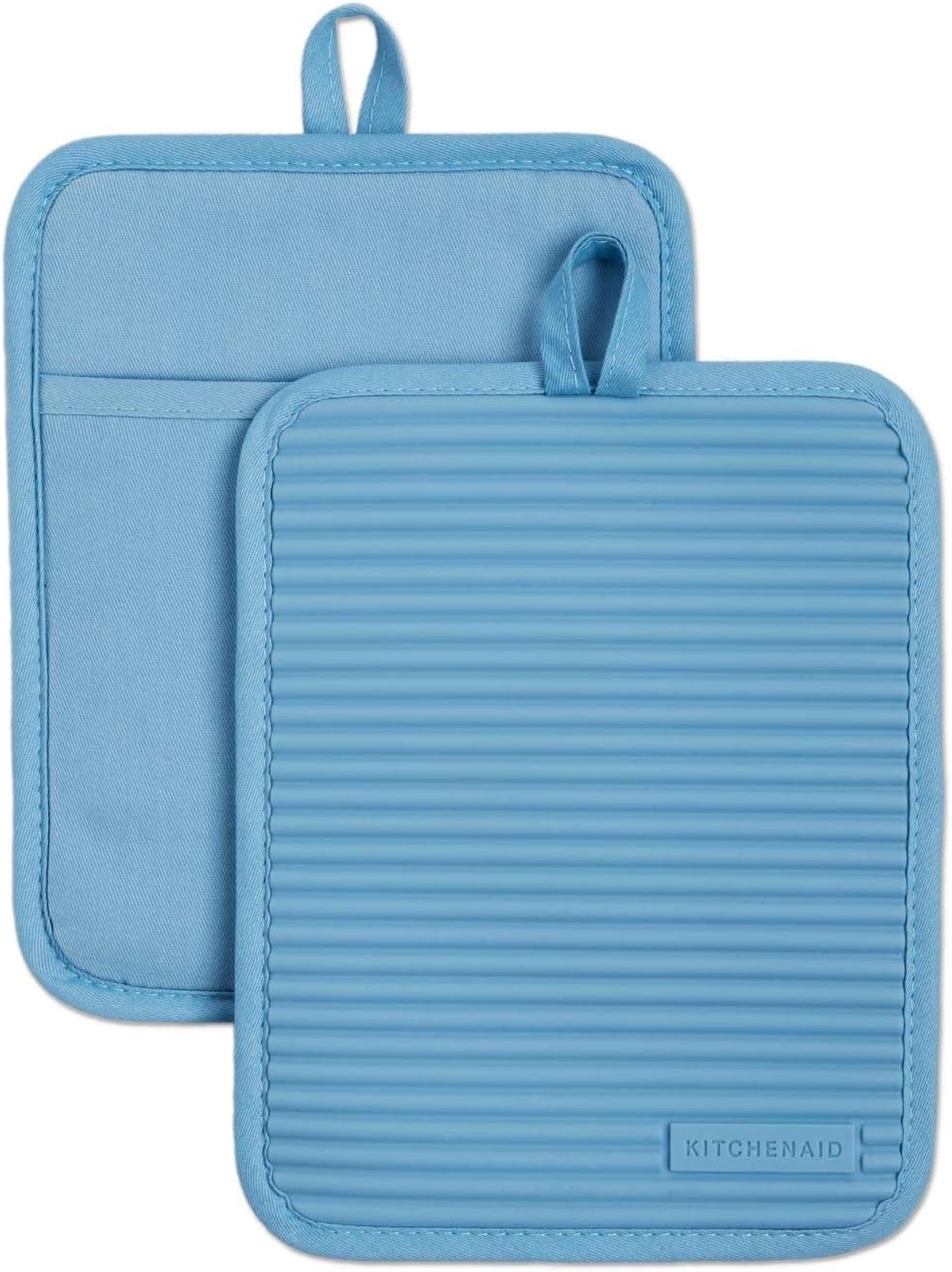 Ribbed Soft Silicone Pot Holder 2-Pack Set, Milkshake Tan, 7"x9 ...