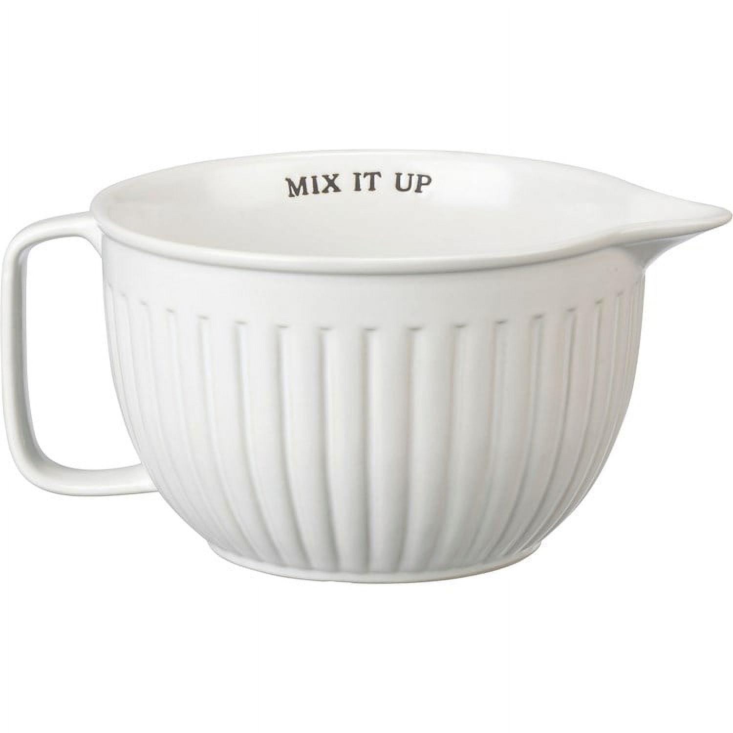 Ribbed Texture Stoneware Batter Mixing Bowl (Mix It Up), White, 9" x 7 ...