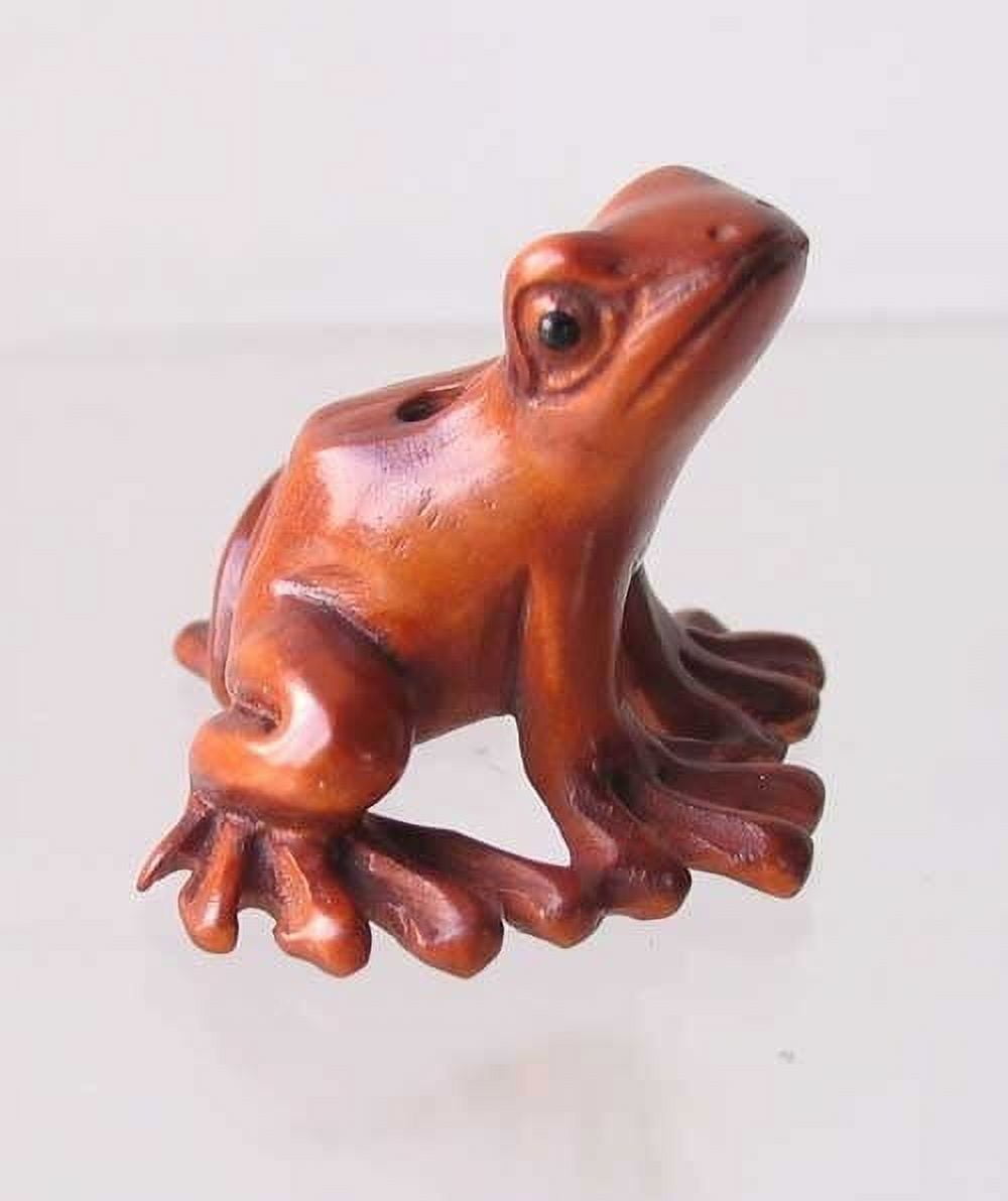 Ribbit Carved Boxwood Signed Tree Frog Ojime/Netsuke Bead | 18x26x21mm ...