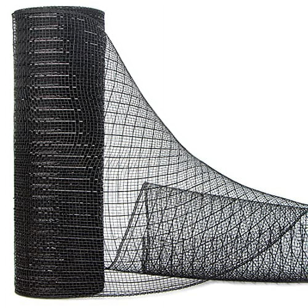 Ribbli Black Metallic Deco Mesh Ribbon, 10 inch x 30 feet(10Yard ...