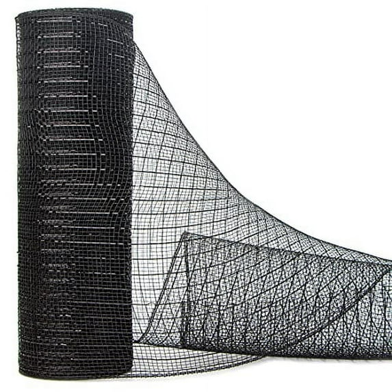 Ribbli Black Metallic Deco Mesh Ribbon, 10 inch x 30 feet(10Yard ...
