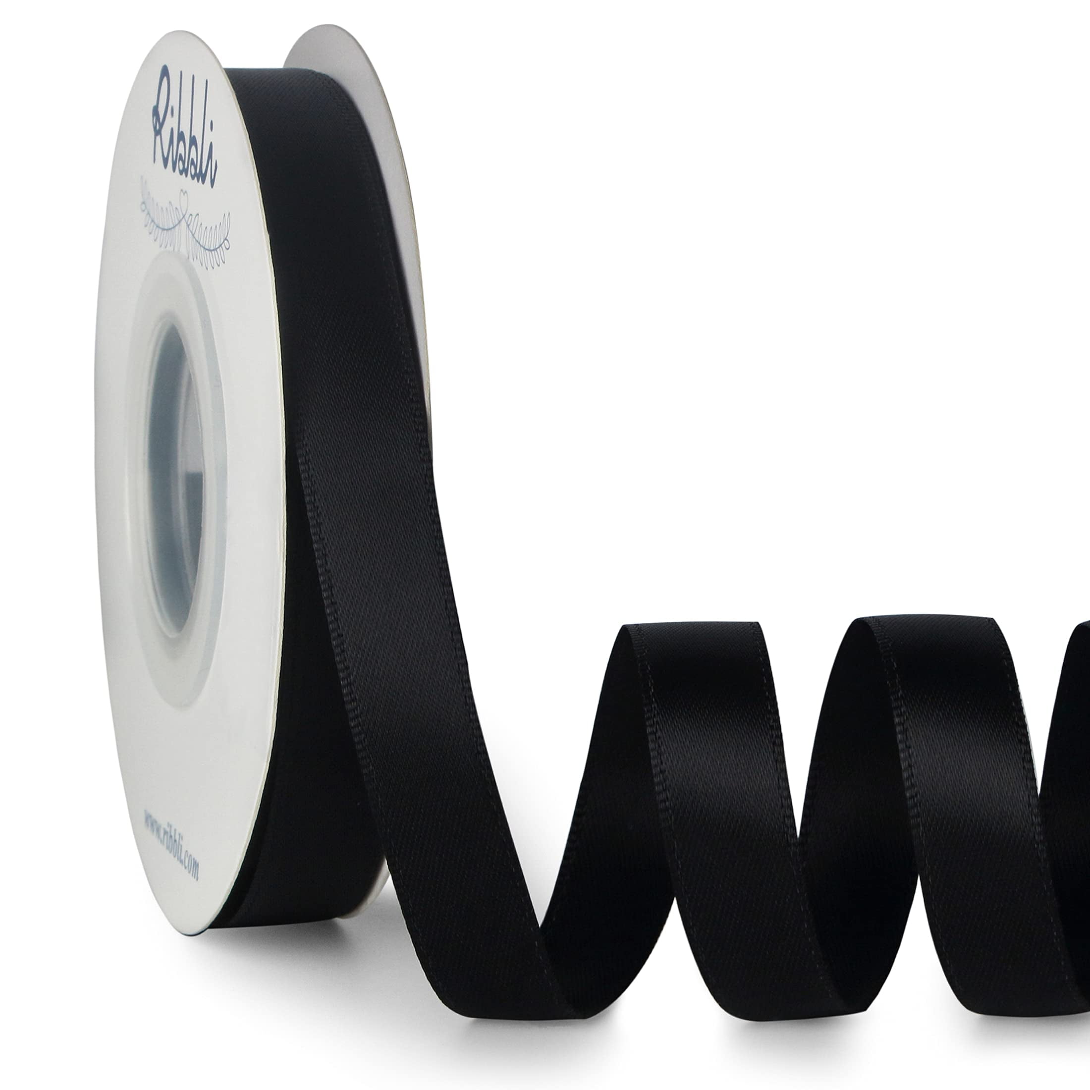 Ribbli Double Faced Black Satin Ribbon,1/2â€ x Continuous 25 Yards,Use ...