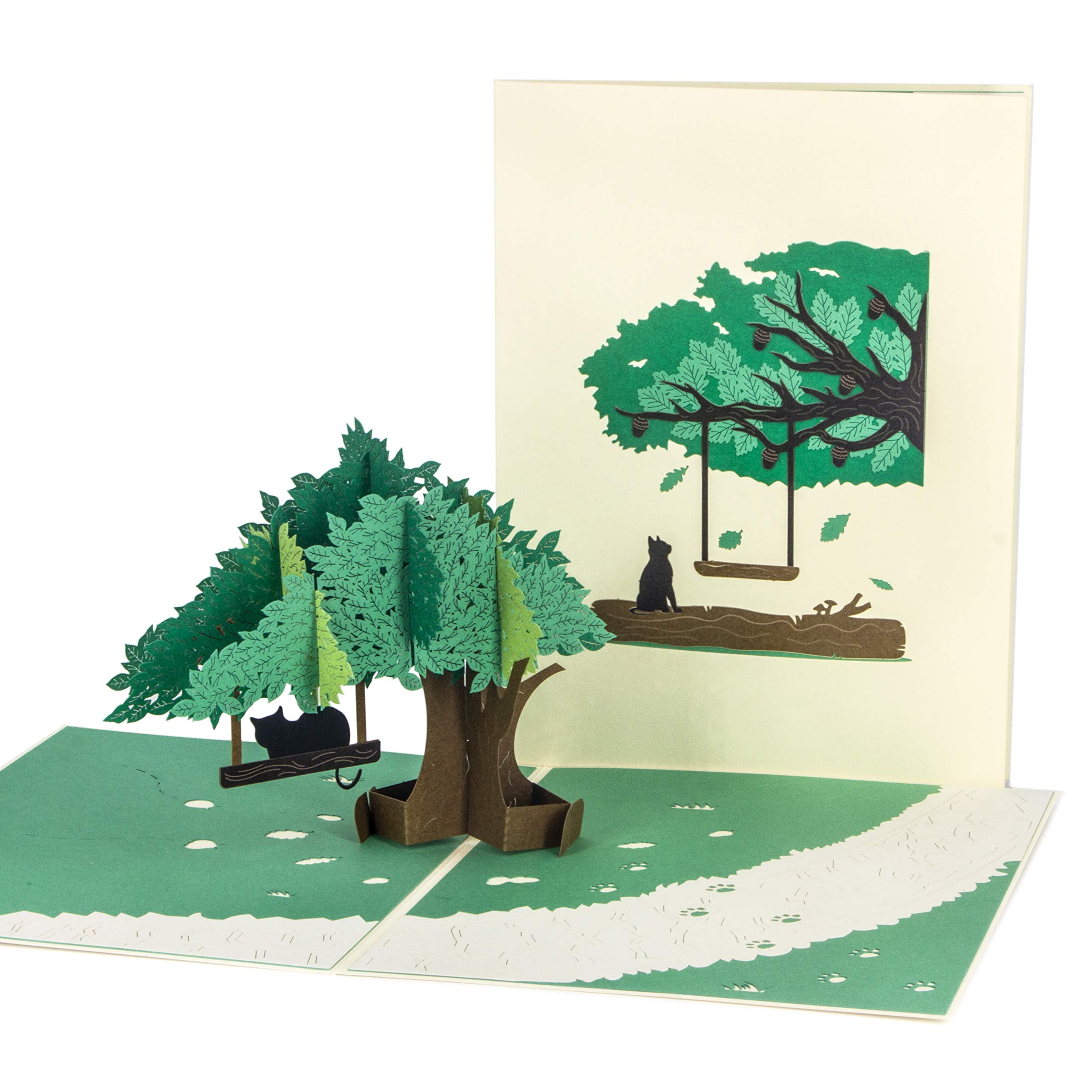 Ribbli Oak and Cat Handmade 3D SMRPop Up Card for All Occasion, Birthday Card, Fathers Day Card ...