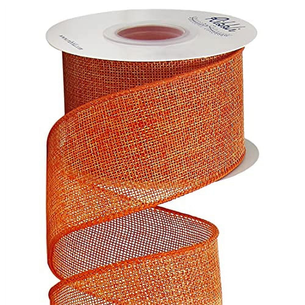 Ribbli Orange Burlap Wired Ribbon,2-1/2 Inch x 10 Yard,Solid Wired Edge ...