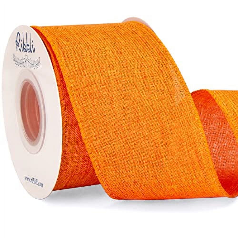 Ribbli Orange Linen Wired Ribbon,2-1/2 Inch x Continuous 10 Yard ...