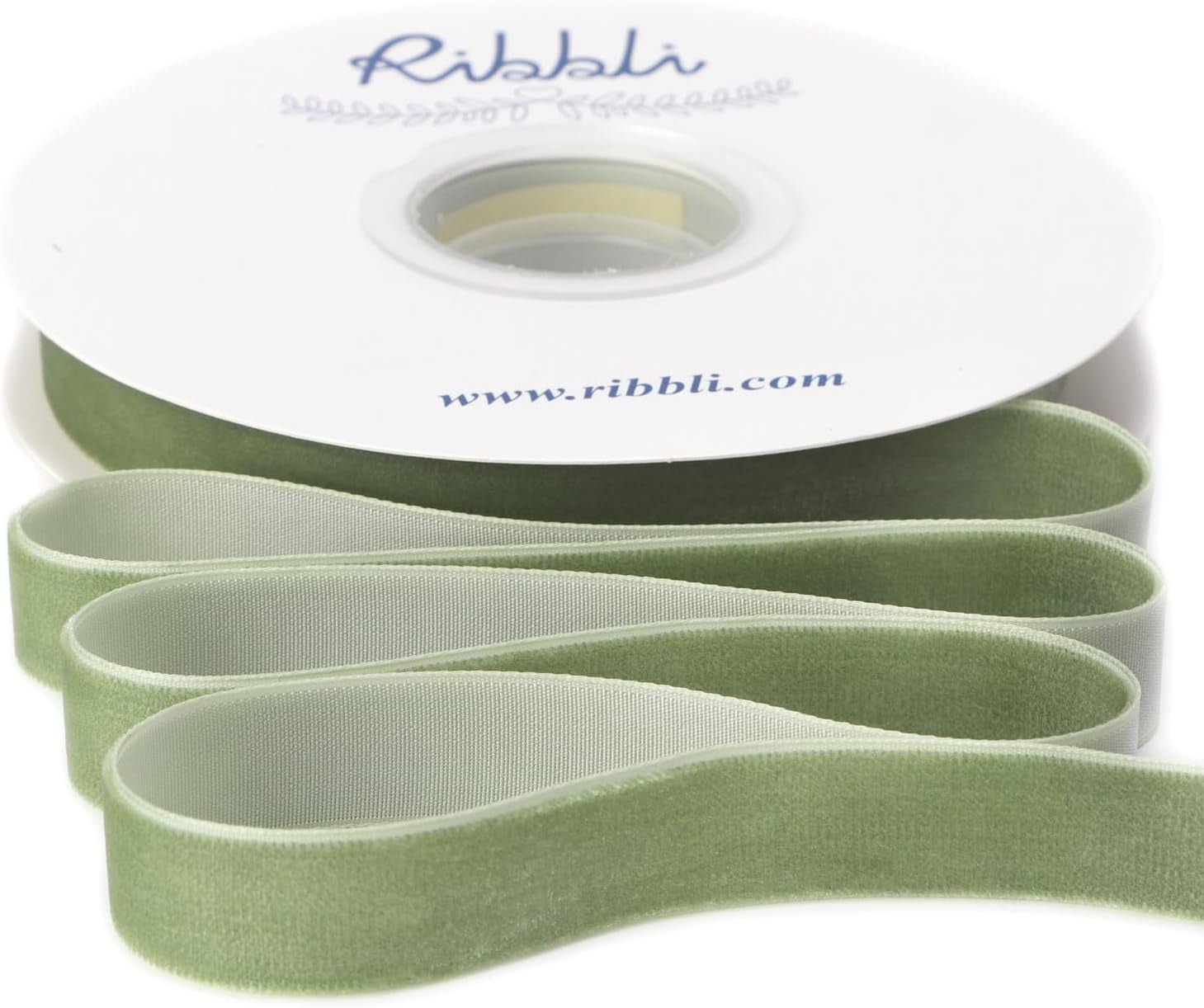 Ribbli Sage Green Velvet Ribbon 5/8 Inches Continuous10 Yard Spool ...