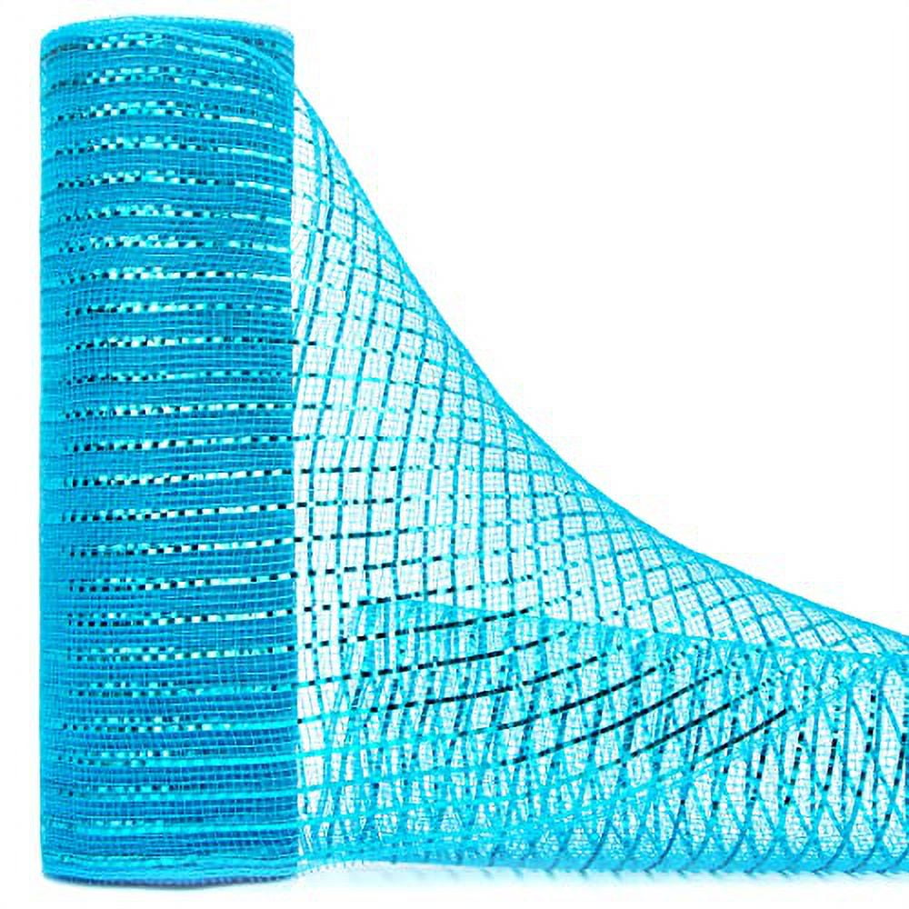 Ribbli Turquoise Blue Metallic Mesh Ribbon,10 inch x 30 feet(10Yard ...