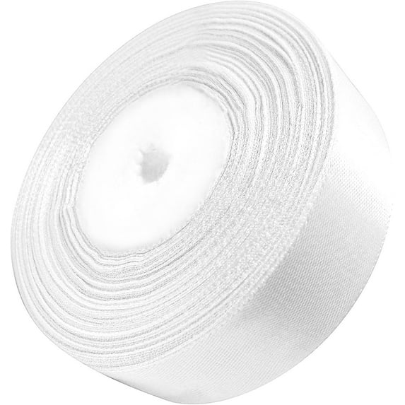 Ribbon 1 inch White Milky Ribbons for Crafts Gift Ribbon Satin Solid ...